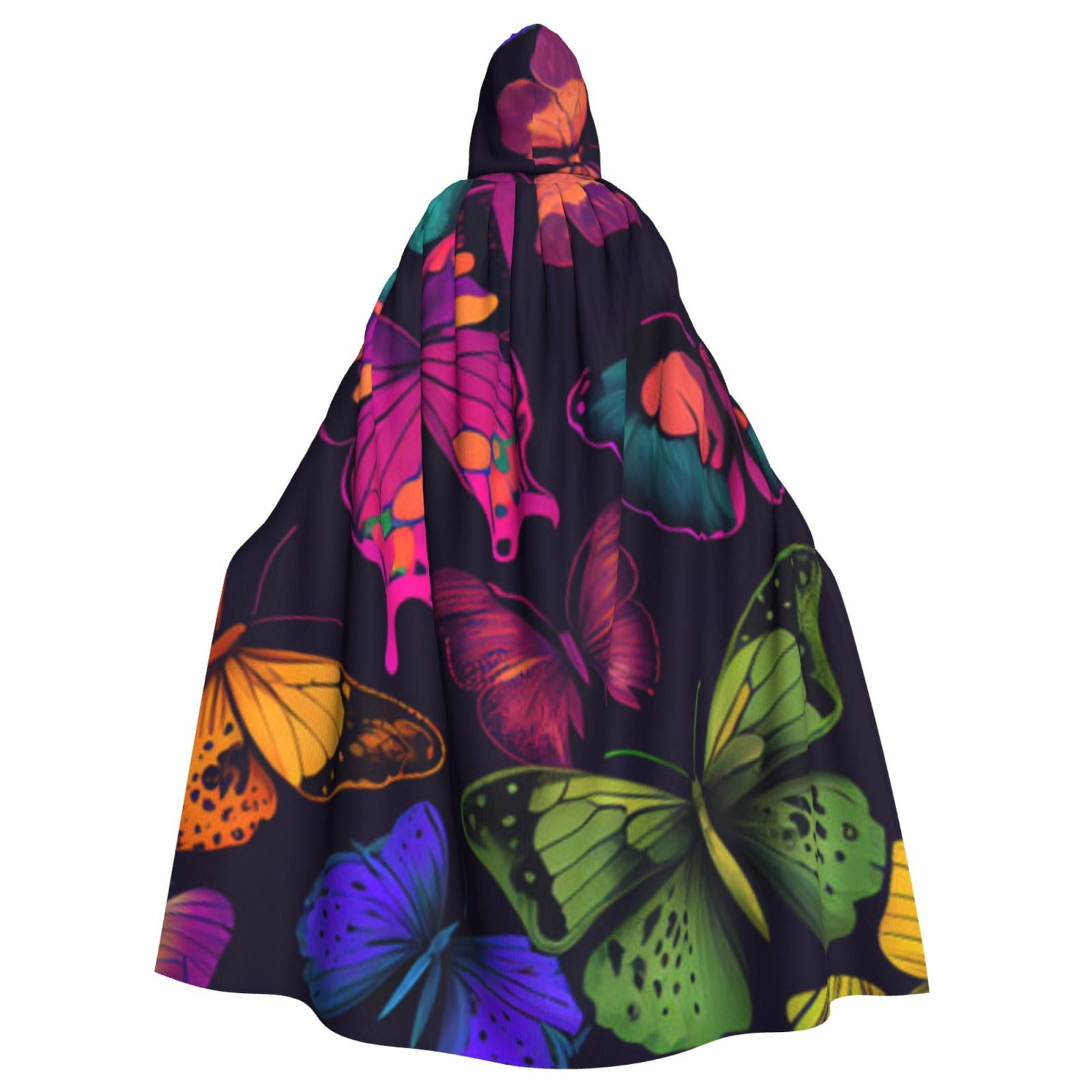 Unisex Hooded Cloak Adult Lightweight Overcoat Beautiful Butterfly ...