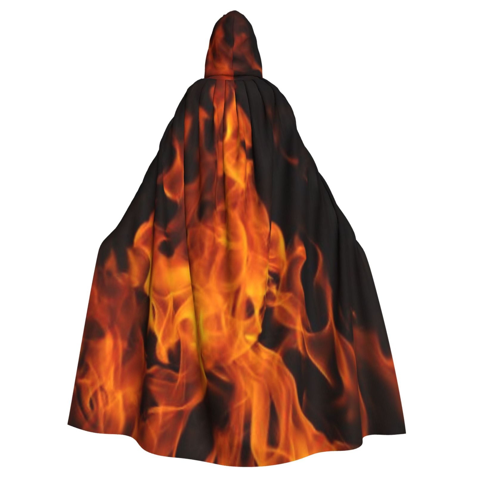 Unisex Hooded Cloak Adult Lightweight Overcoat Beautiful Fire Flames ...