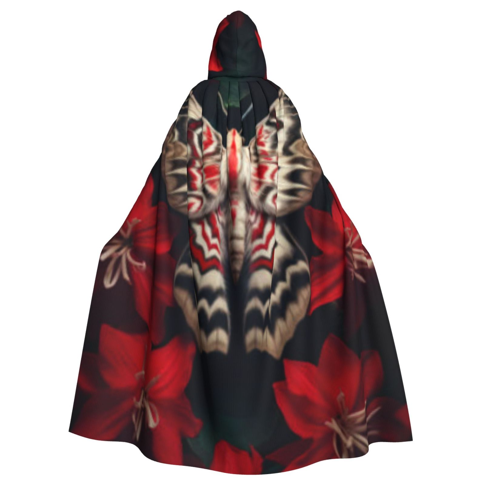 Unisex Hooded Cloak Adult Lightweight Overcoat Beautiful Flowers And ...