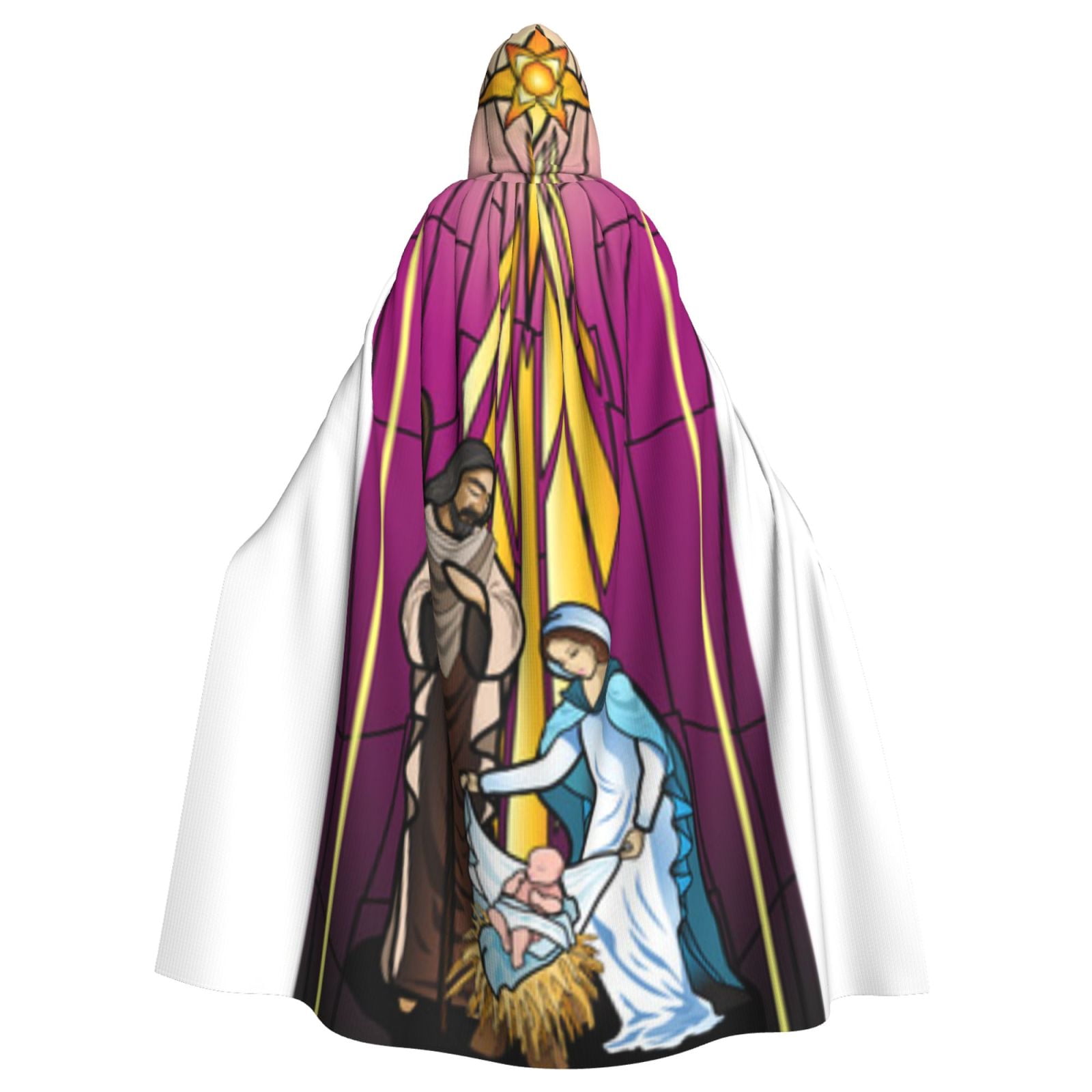 Unisex Hooded Cloak Adult Lightweight Overcoat Birth Of Jesus Stained ...