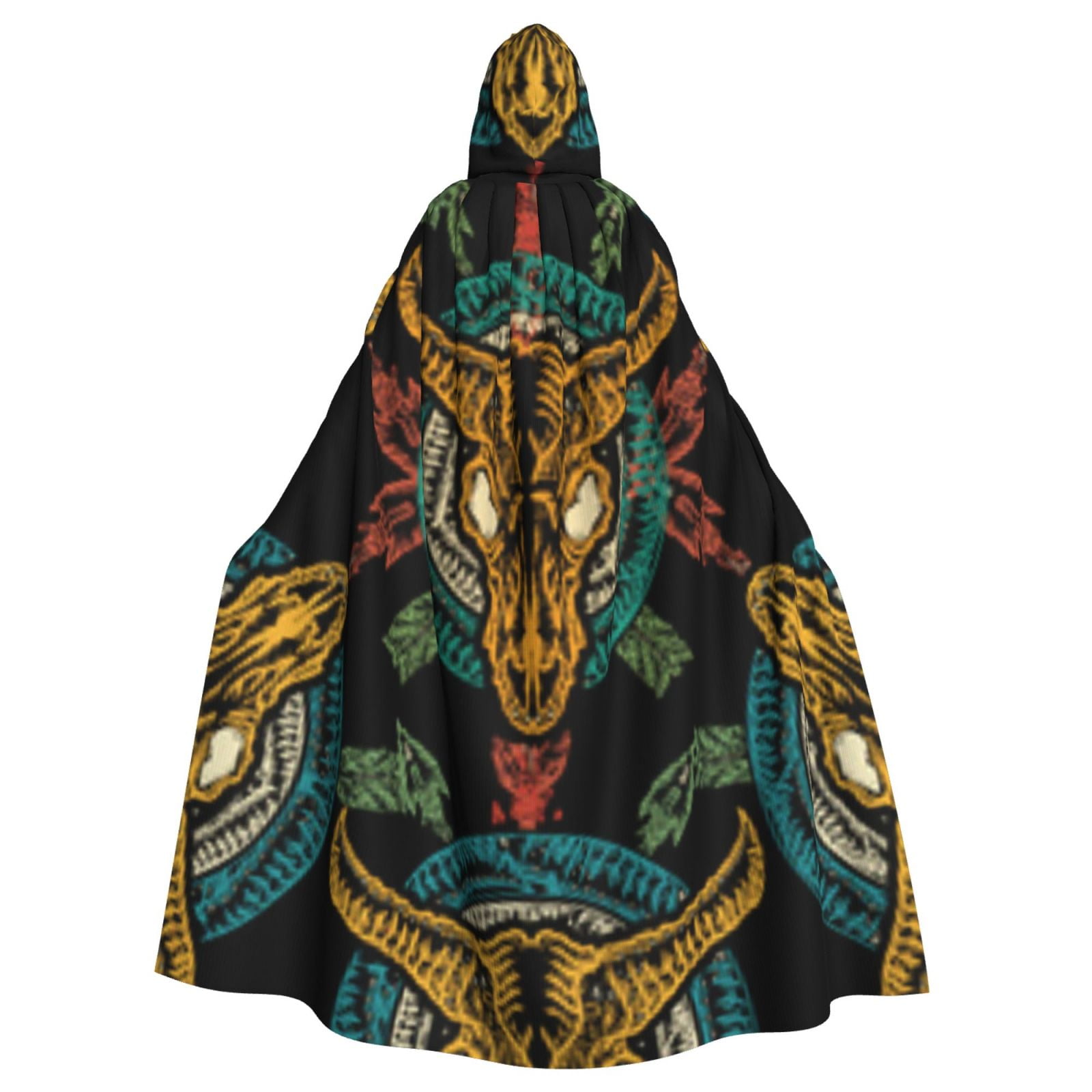 Unisex Hooded Cloak Adult Lightweight Overcoat Bison Skull And Crossed ...