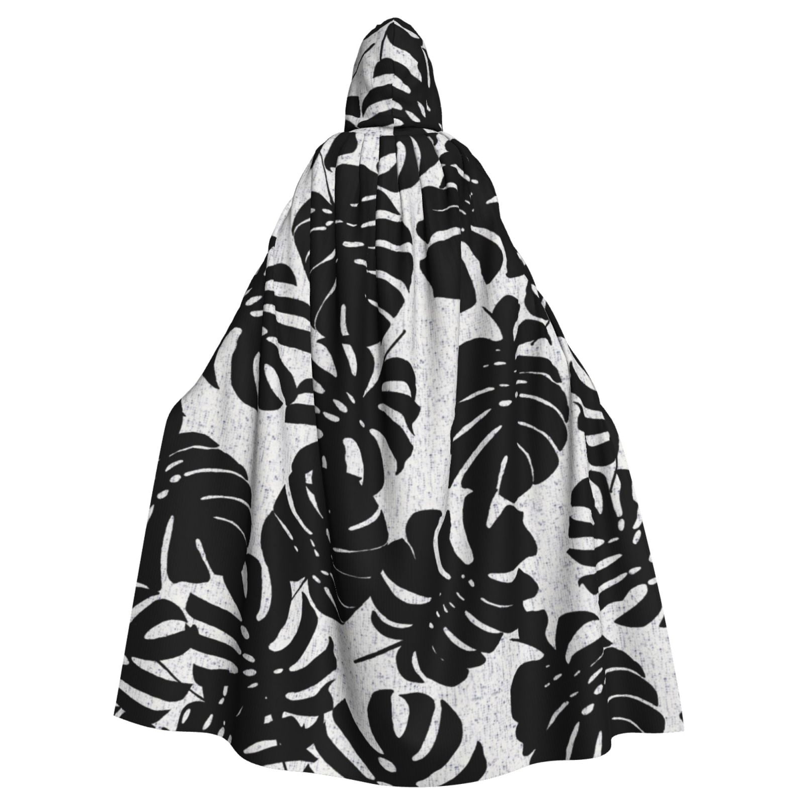 Unisex Hooded Cloak Adult Lightweight Overcoat Black And White Palm ...