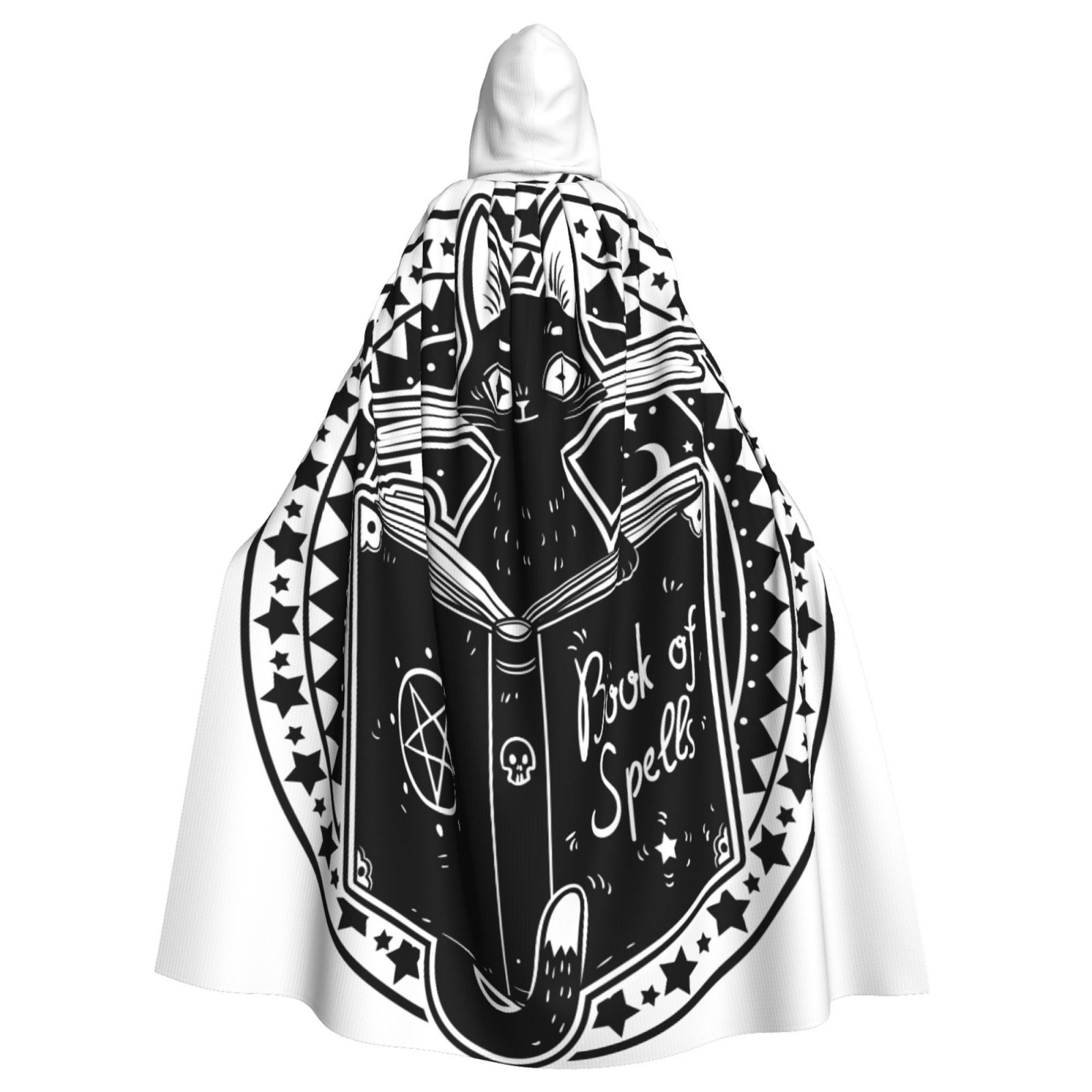 Unisex Hooded Cloak Adult Lightweight Overcoat Black Witch's Cat ...
