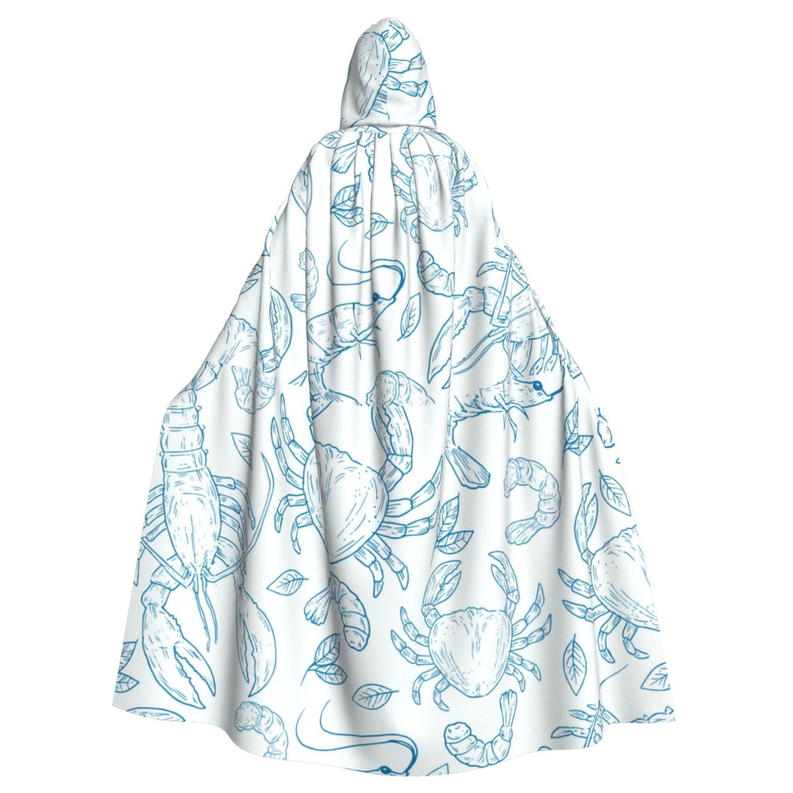 Unisex Hooded Cloak Adult Lightweight Overcoat Blue Natural Fish ...