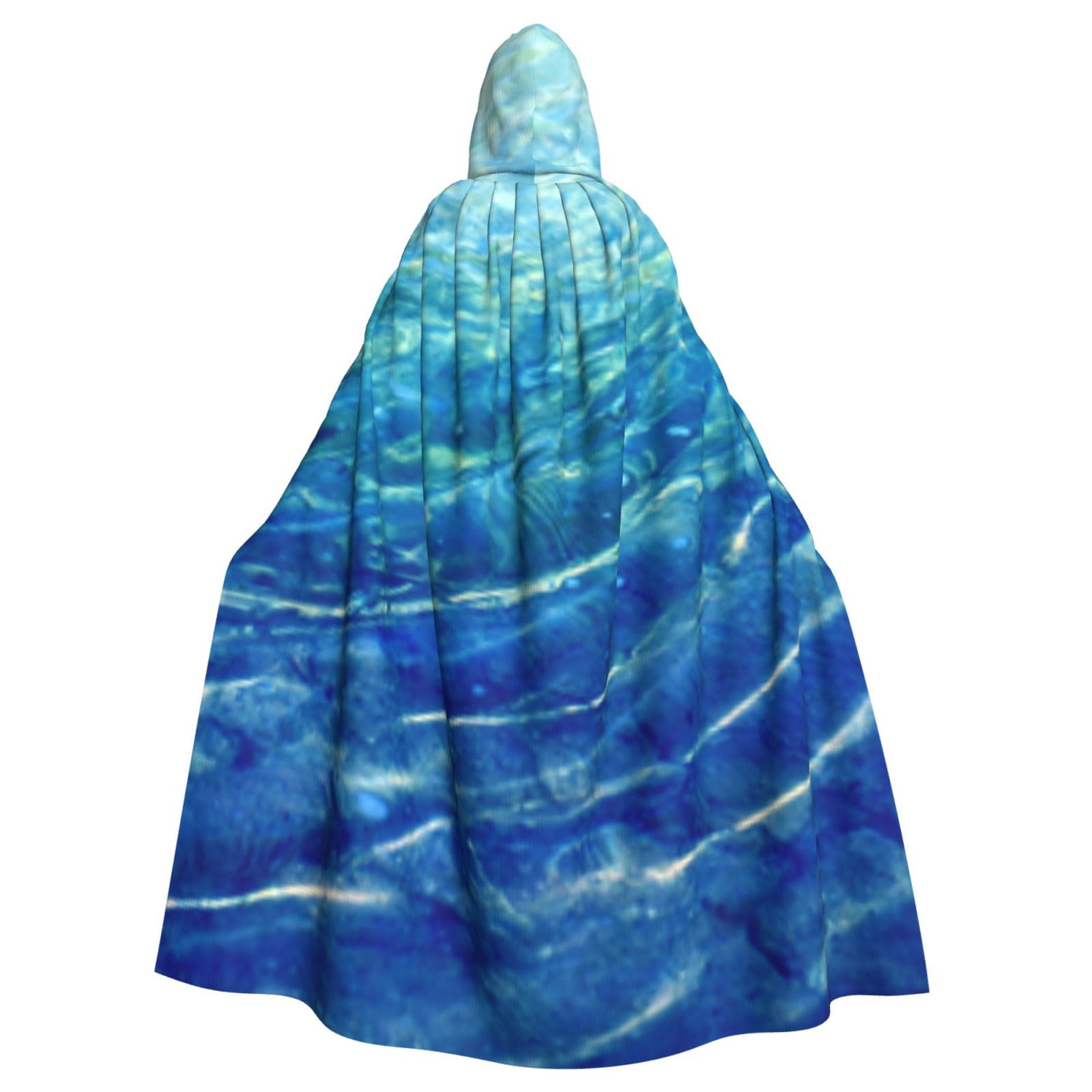 Unisex Hooded Cloak Adult Lightweight Overcoat Blue Waves Of Sea Water ...