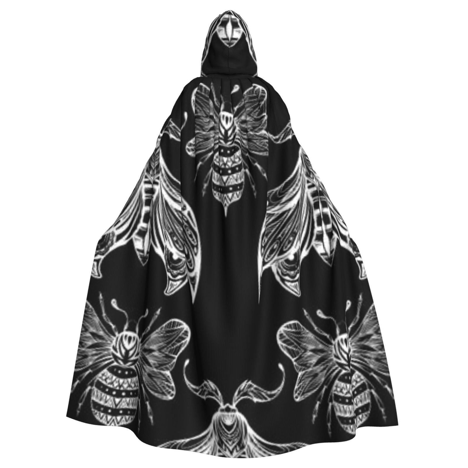 Unisex Hooded Cloak Adult Lightweight Overcoat Boho Bee And Moth Cloak ...