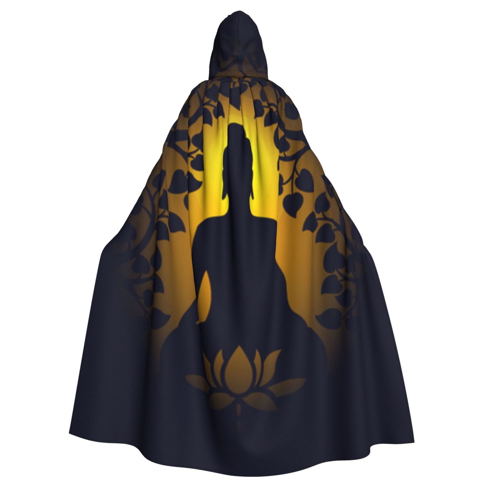 Unisex Hooded Cloak Adult Lightweight Overcoat Buddha Under Bodhi Tree ...