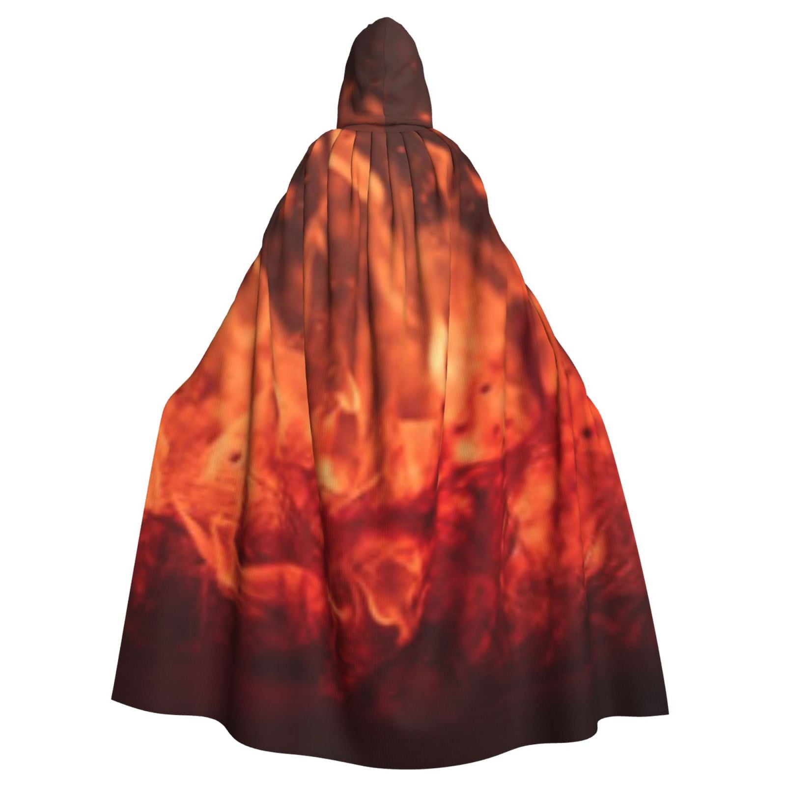 Unisex Hooded Cloak Adult Lightweight Overcoat Burning Fire Flames ...