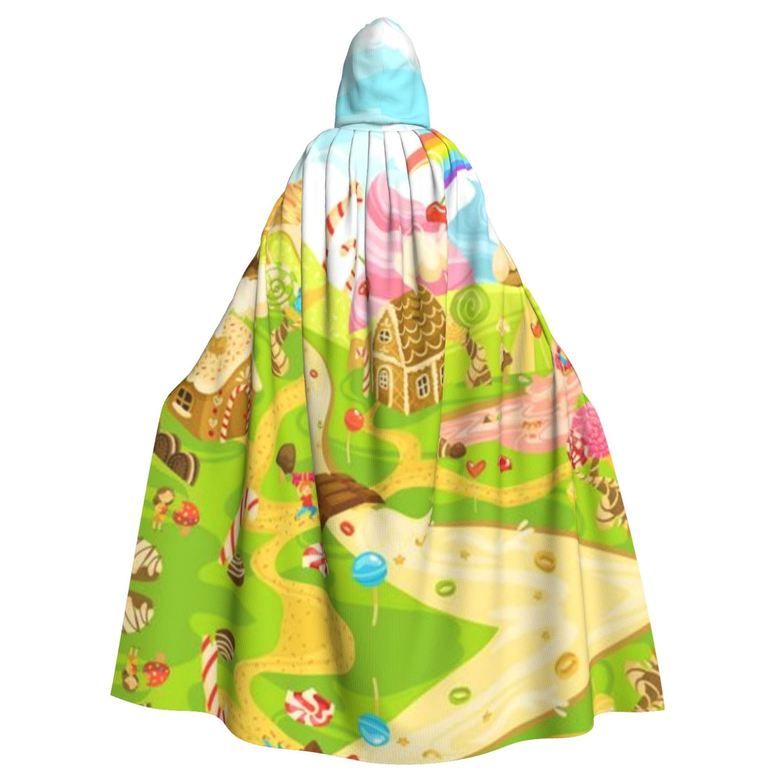 Unisex Hooded Cloak Adult Lightweight Overcoat Candy Land Fantasy ...