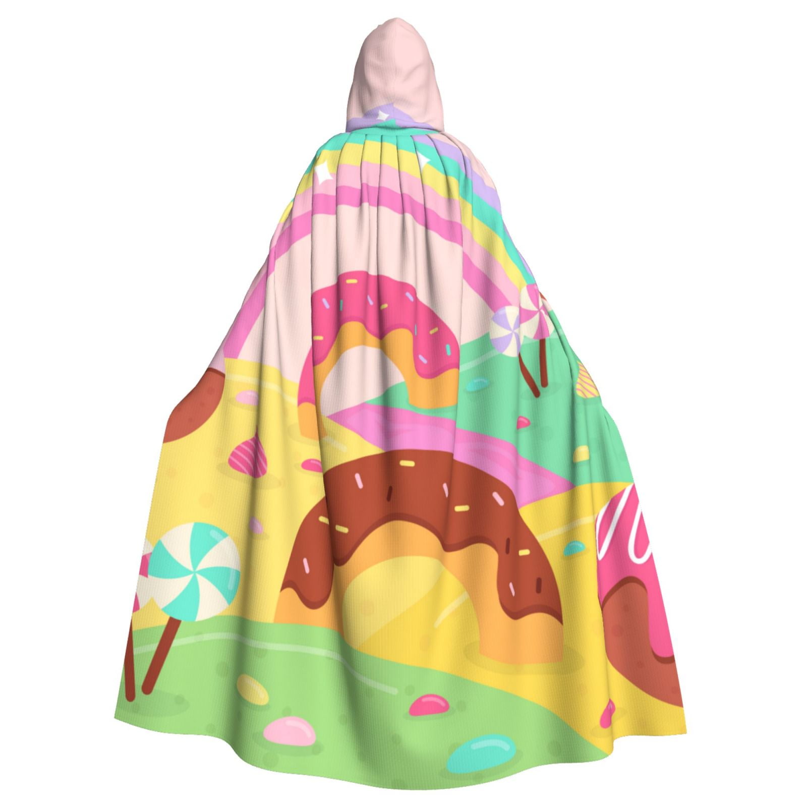 Unisex Hooded Cloak Adult Lightweight Overcoat Candy Land Style Cloak ...