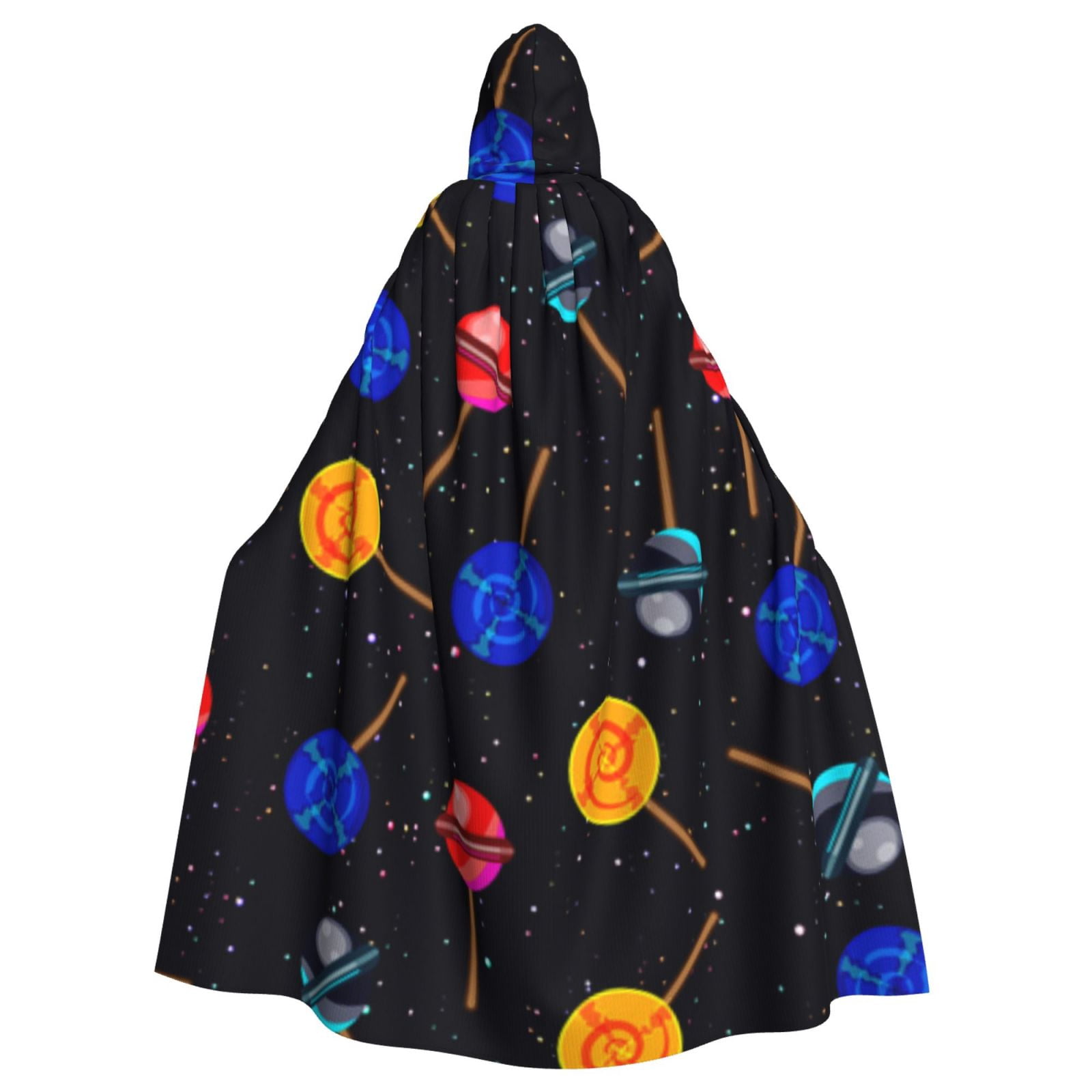 Unisex Hooded Cloak Adult Lightweight Overcoat Candy Planets Universe ...