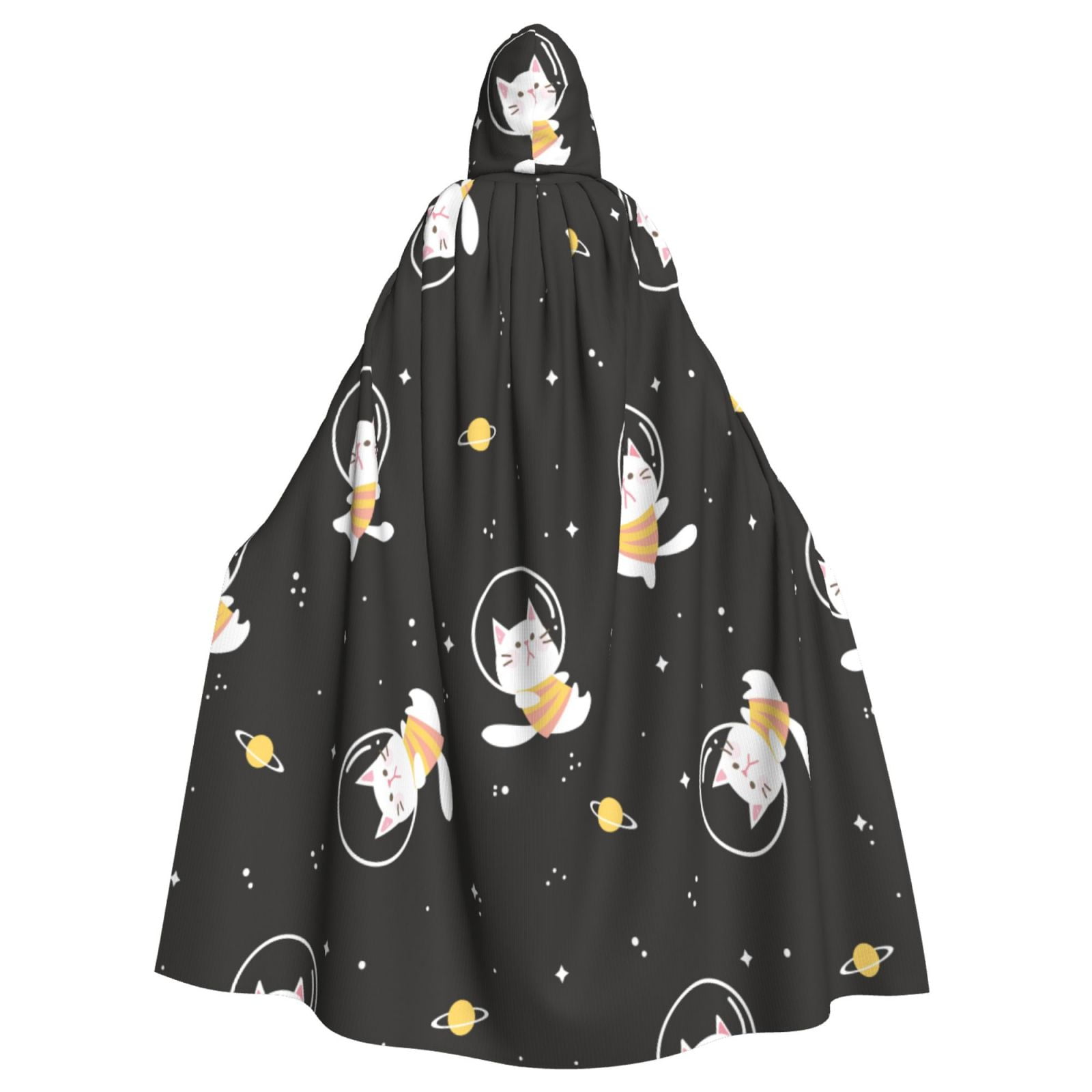 Unisex Hooded Cloak Adult Lightweight Overcoat Cartoon Cat Floating In ...
