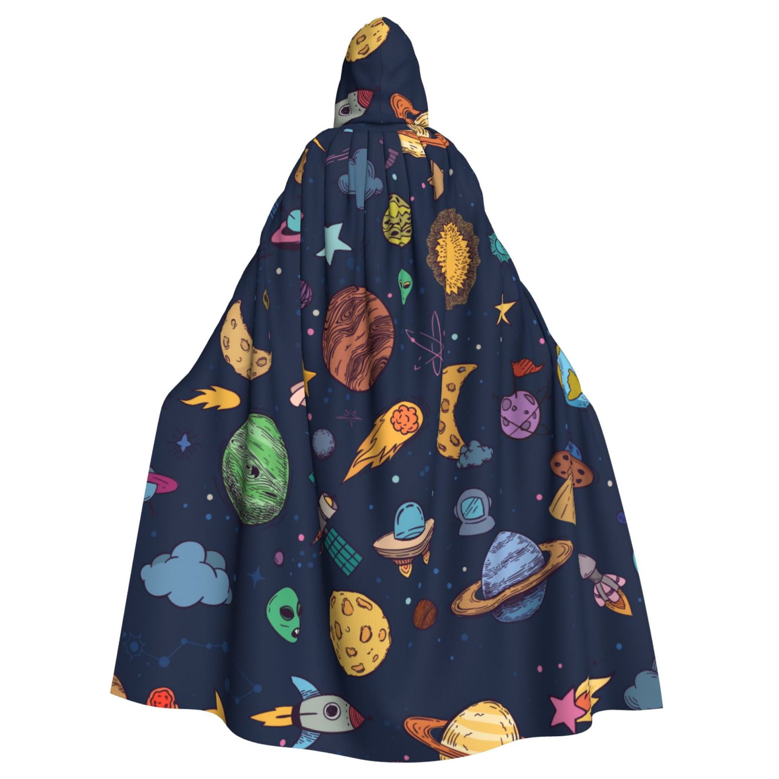 Unisex Hooded Cloak Adult Lightweight Overcoat Cartoon Space Element ...