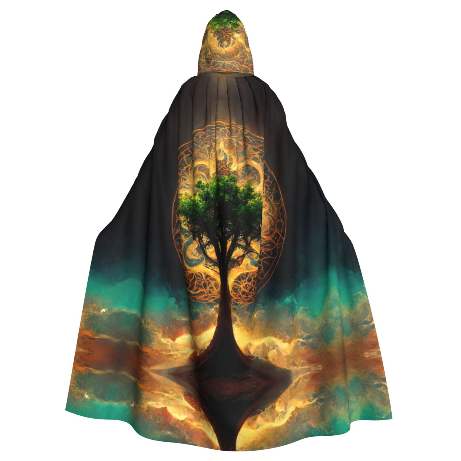 Unisex Hooded Cloak Adult Lightweight Overcoat Celtic Tree With Magic ...