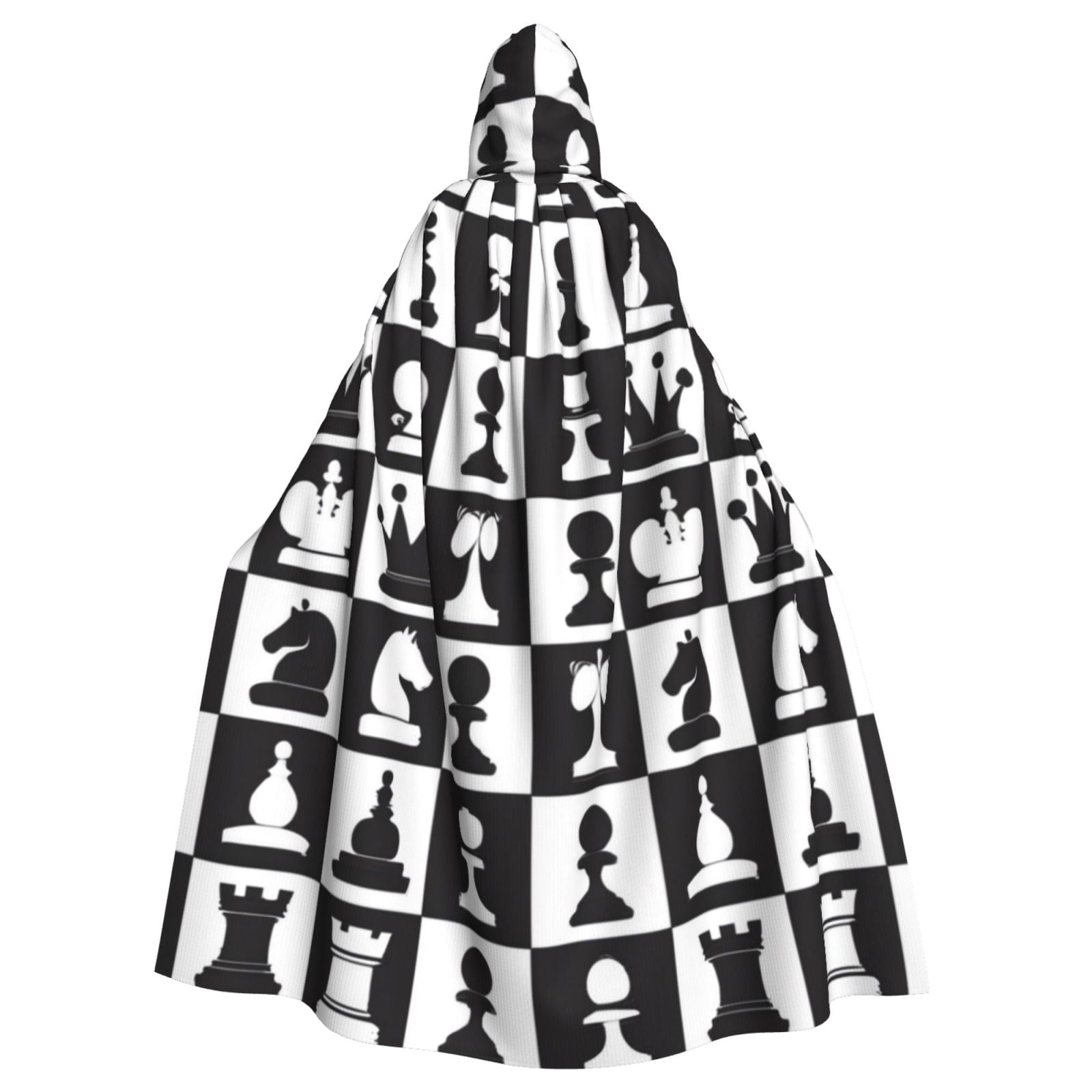 Unisex Hooded Cloak Adult Lightweight Overcoat Classic Chess Board ...