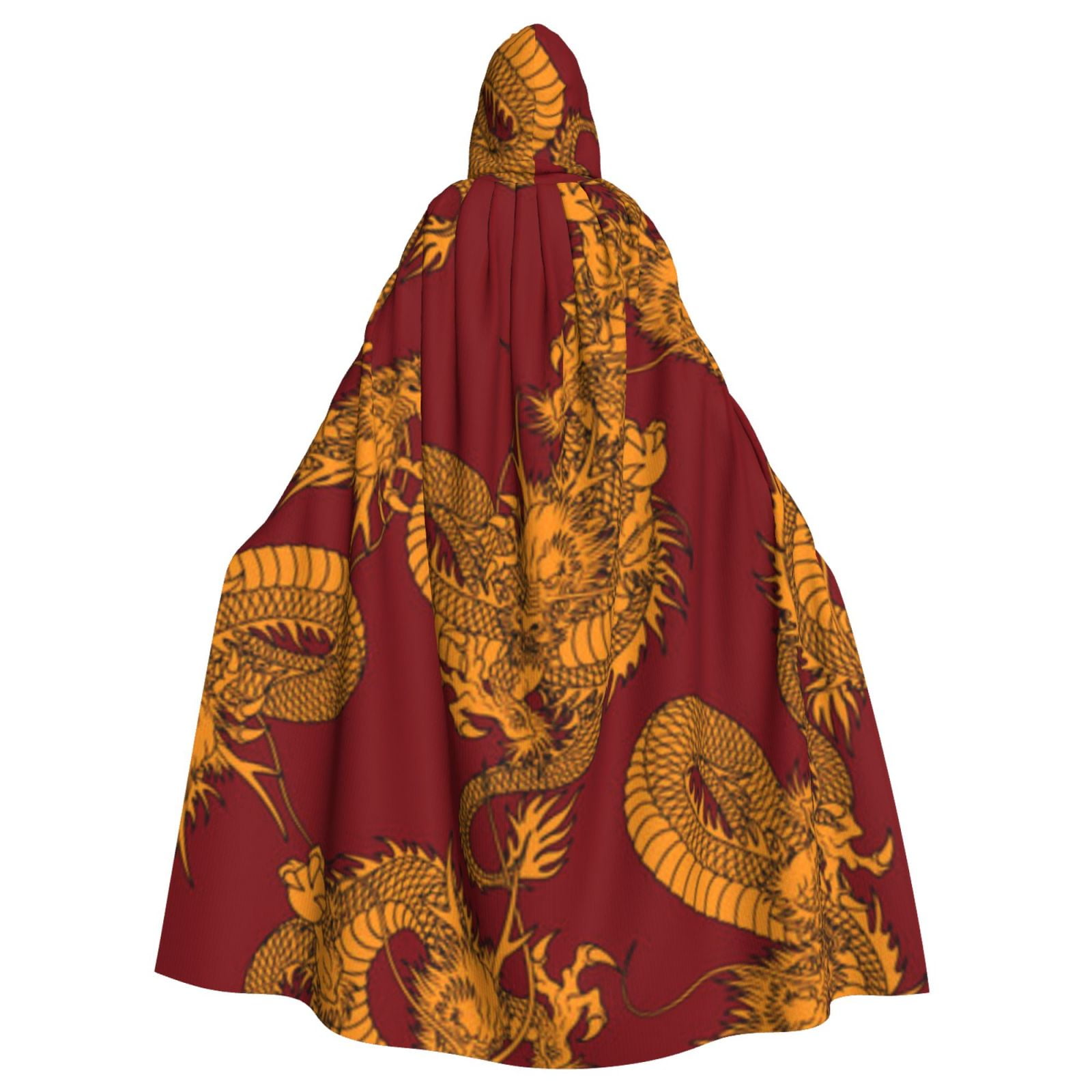 Unisex Hooded Cloak Adult Lightweight Overcoat Classic Japanese Dragons ...