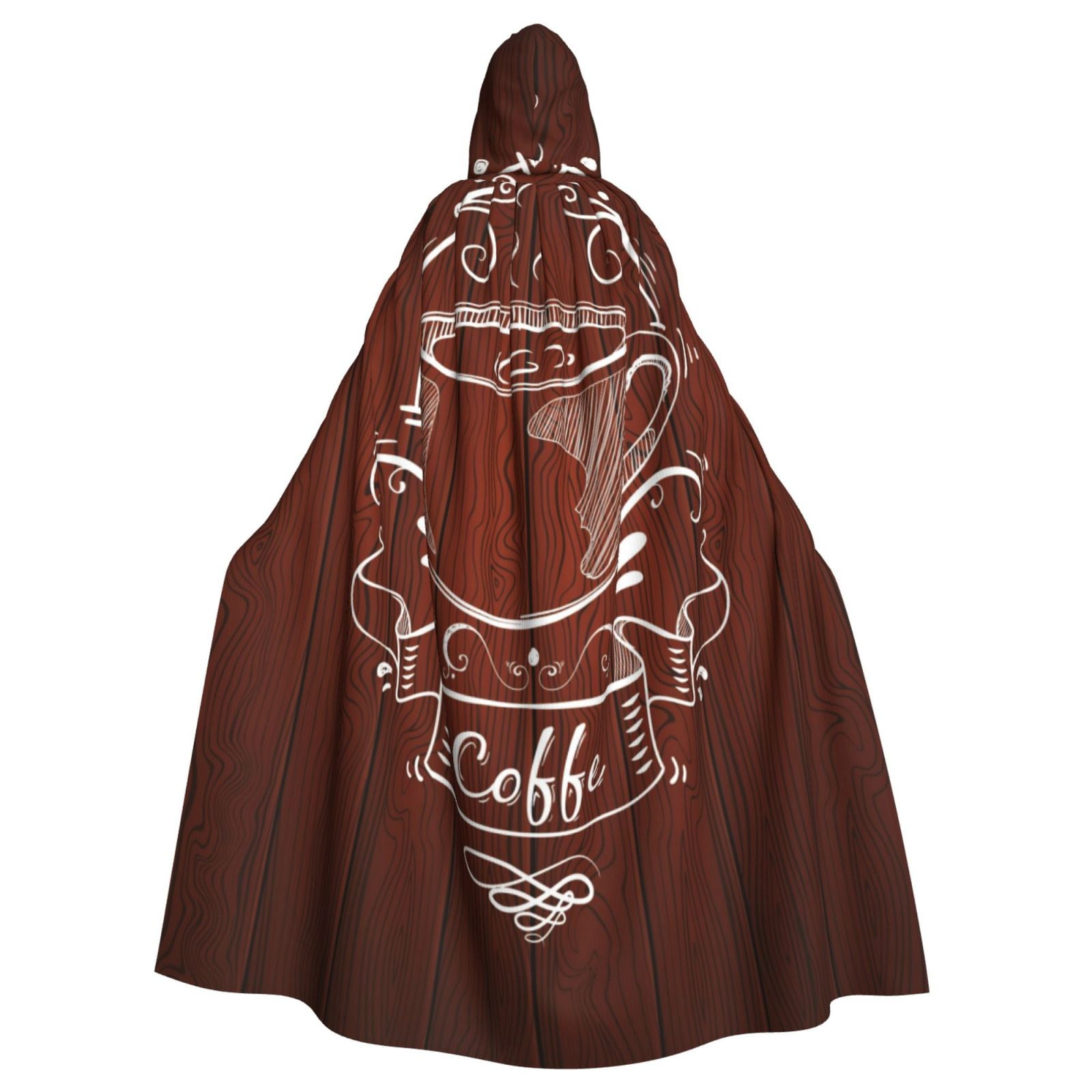 Unisex Hooded Cloak Adult Lightweight Overcoat Coffee Wood Texture ...