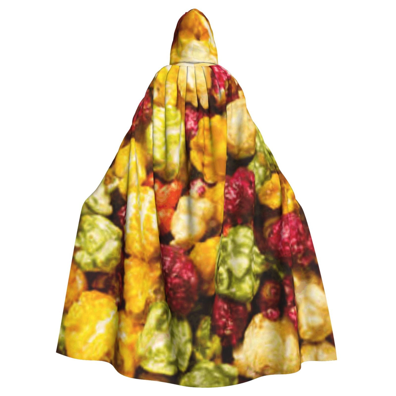 Unisex Hooded Cloak Adult Lightweight Overcoat Colorful Candy Popcorn ...