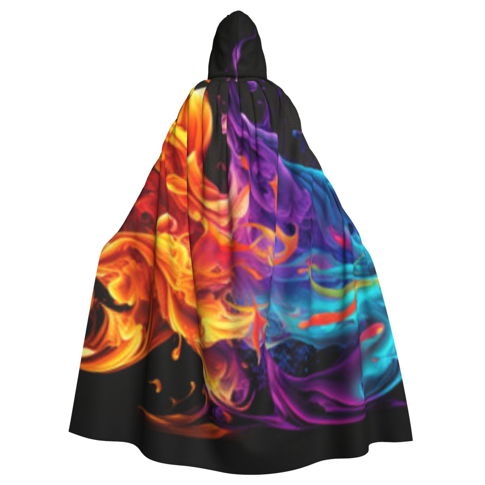 Unisex Hooded Cloak Adult Lightweight Overcoat Colorful Fire Flames ...