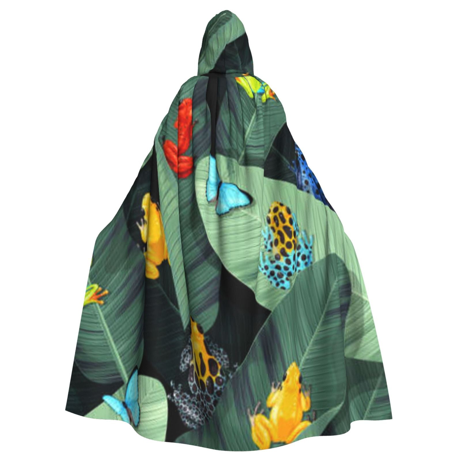 Unisex Hooded Cloak Adult Lightweight Overcoat Colorful Frogs And Palm ...