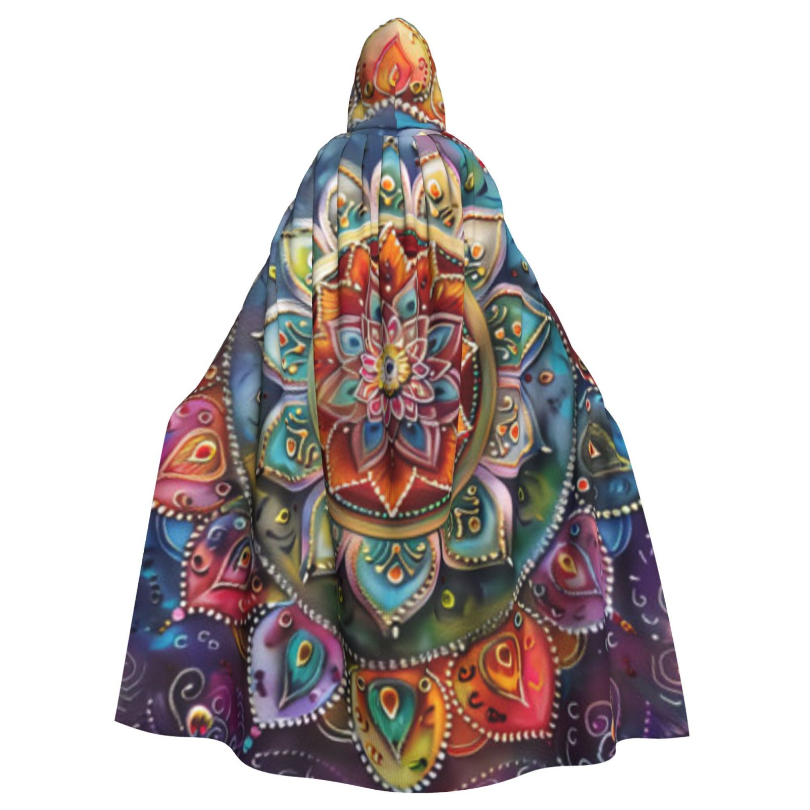 Unisex Hooded Cloak Adult Lightweight Overcoat Colorful Mandala ...