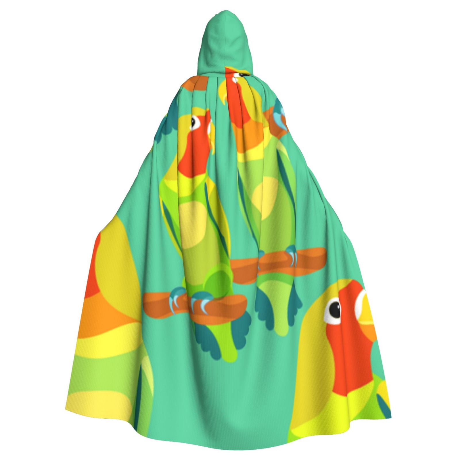 Unisex Hooded Cloak Adult Lightweight Overcoat Conures Pattern Parrot ...