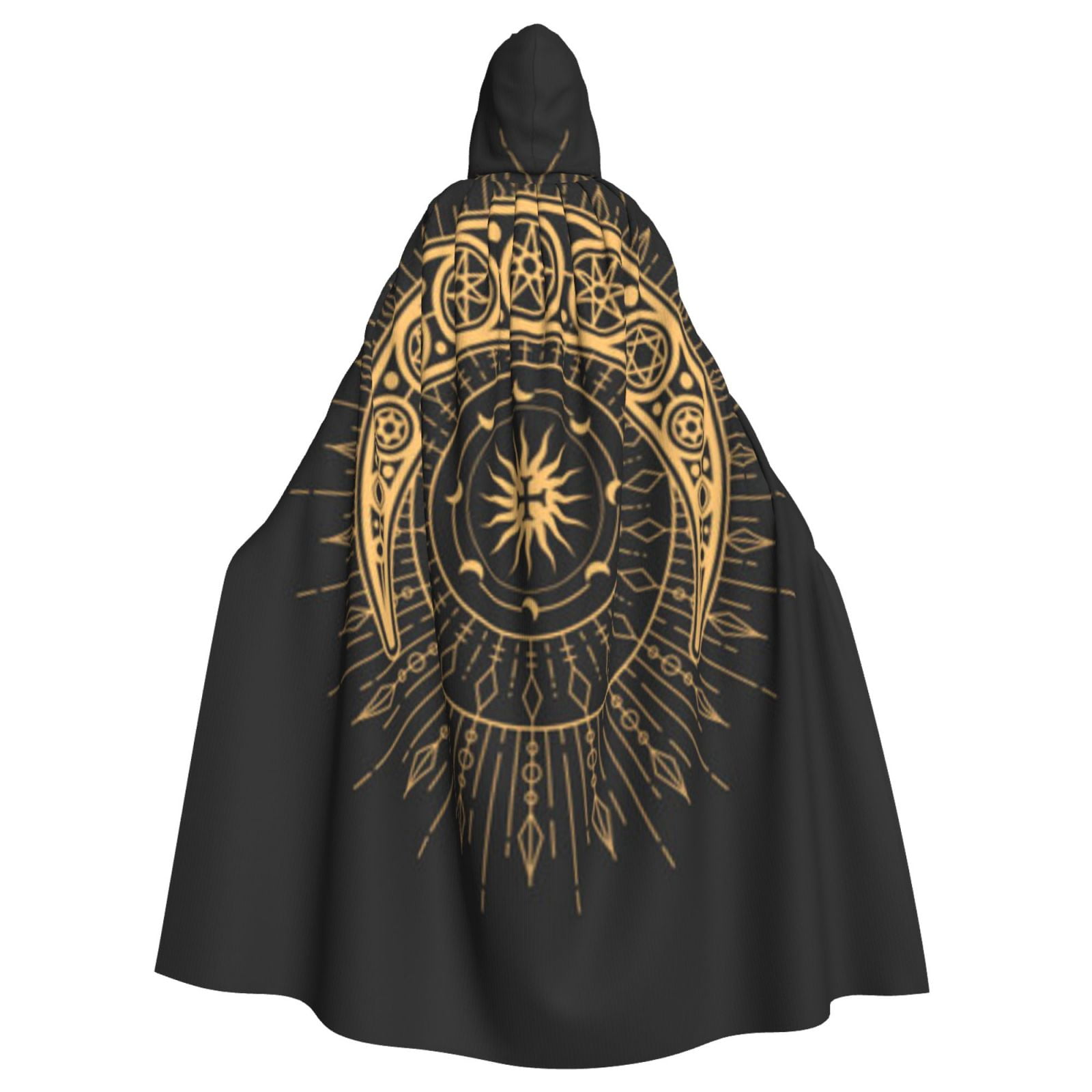 Unisex Hooded Cloak Adult Lightweight Overcoat Crescent Moon Stars And ...