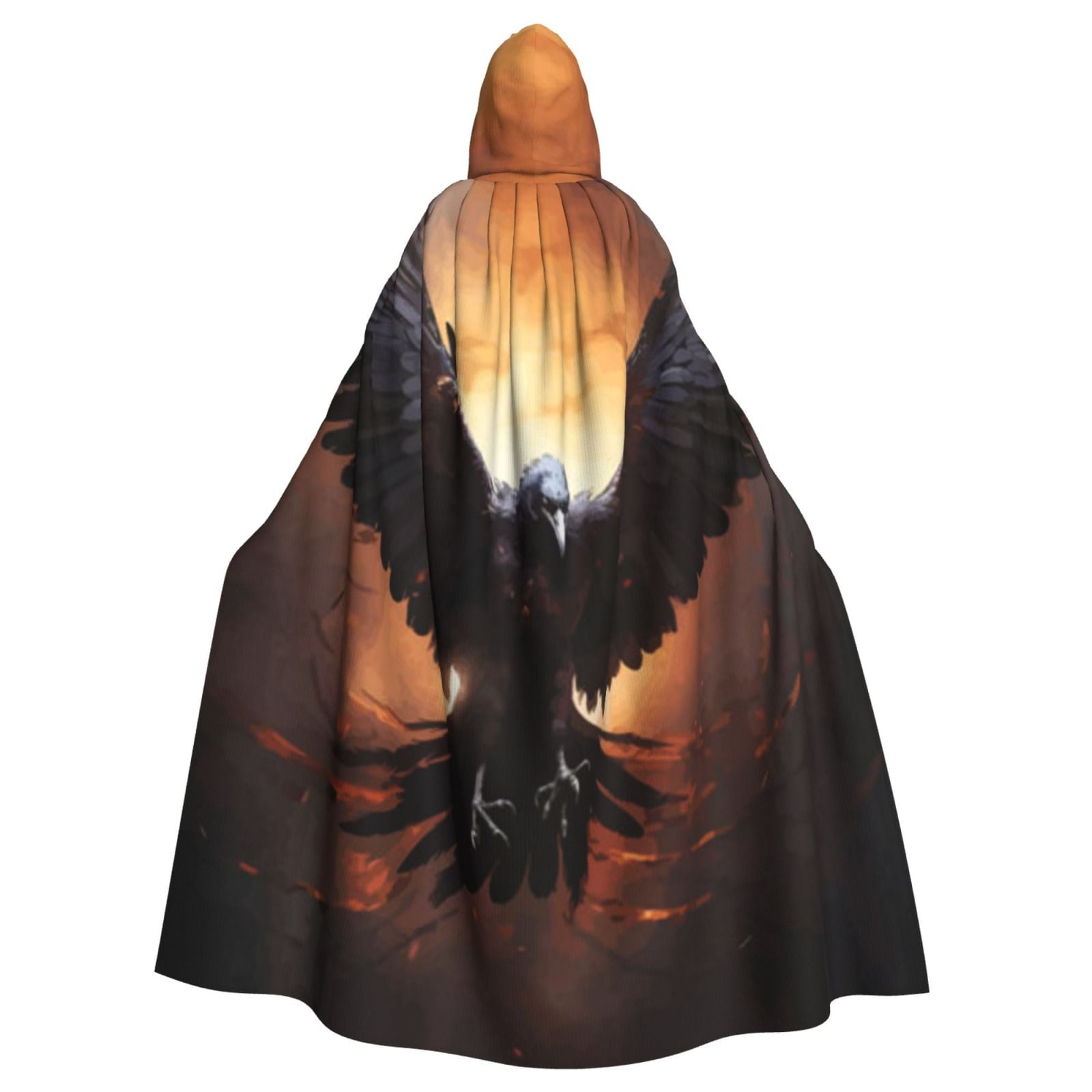 Unisex Hooded Cloak Adult Lightweight Overcoat Crow Flying In The Sky ...