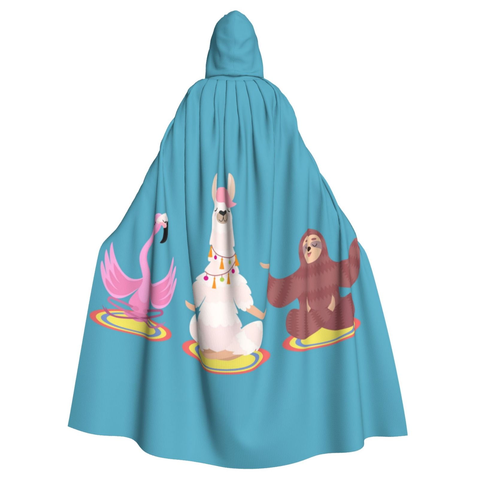 Unisex Hooded Cloak Adult Lightweight Overcoat Cute Sloth Llama And ...