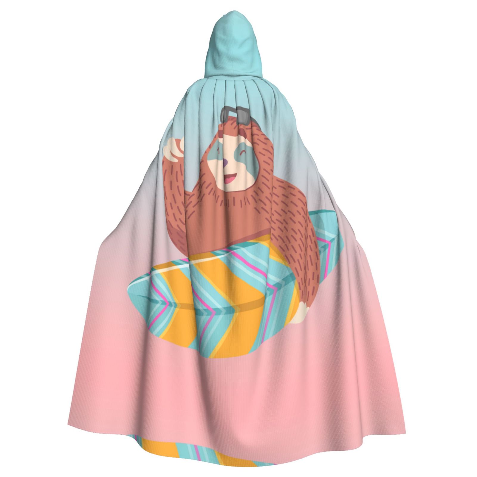 Unisex Hooded Cloak Adult Lightweight Overcoat Cute Sloth With Surf ...