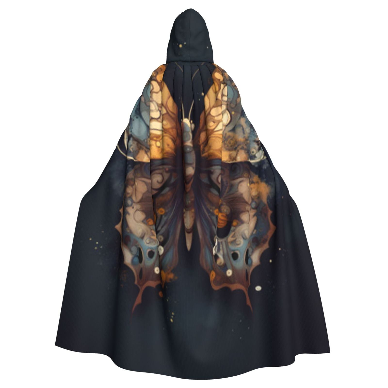 Unisex Hooded Cloak Adult Lightweight Overcoat Death Moth Print Cloak ...