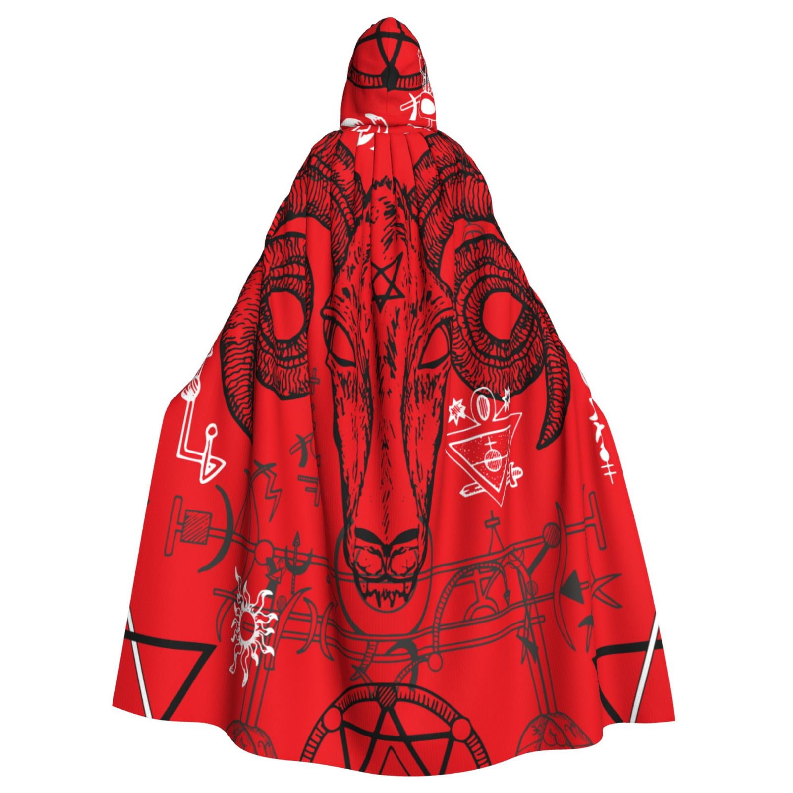 Unisex Hooded Cloak Adult Lightweight Overcoat Devil And Death Symbols ...