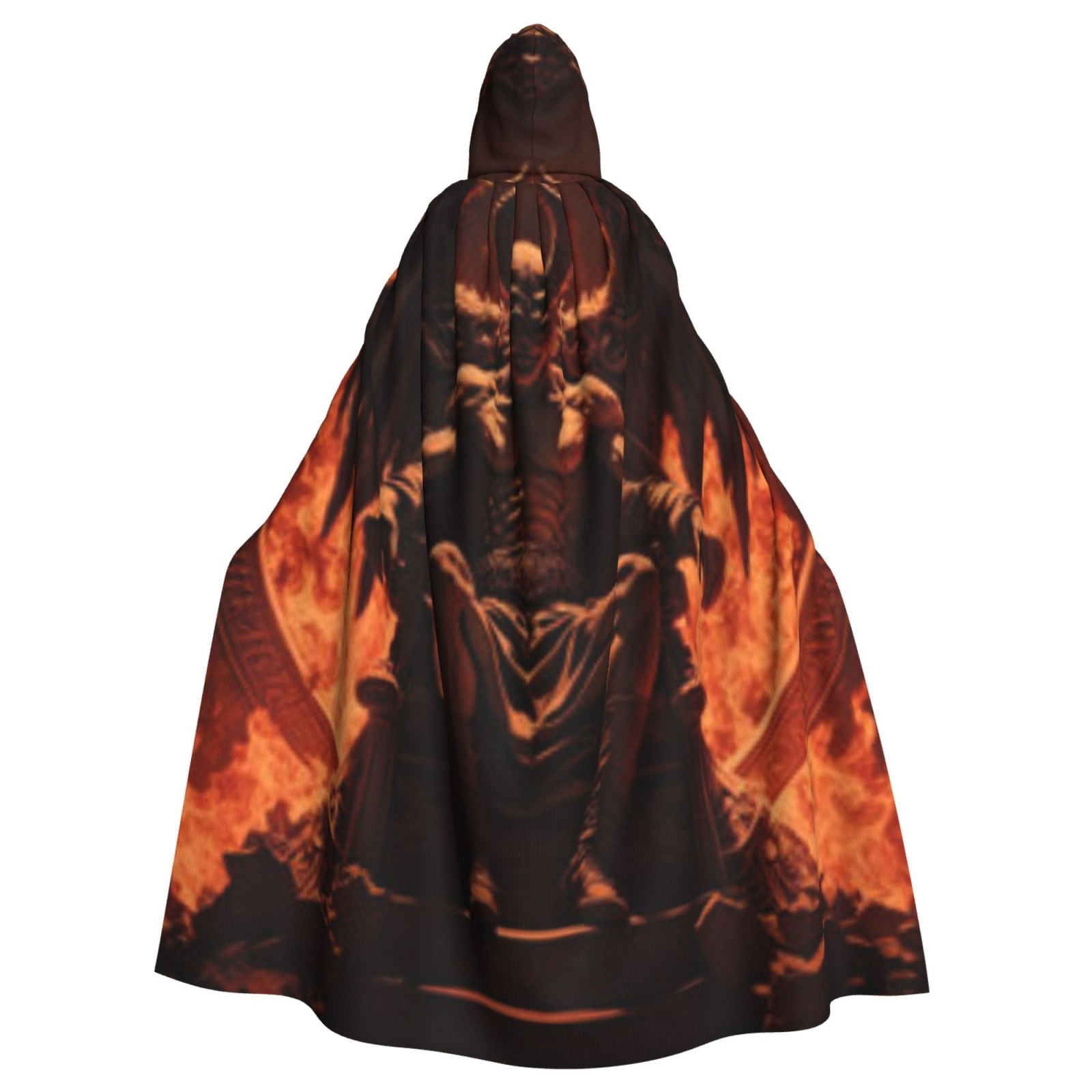 Unisex Hooded Cloak Adult Lightweight Overcoat Devil Sitting On Throne ...