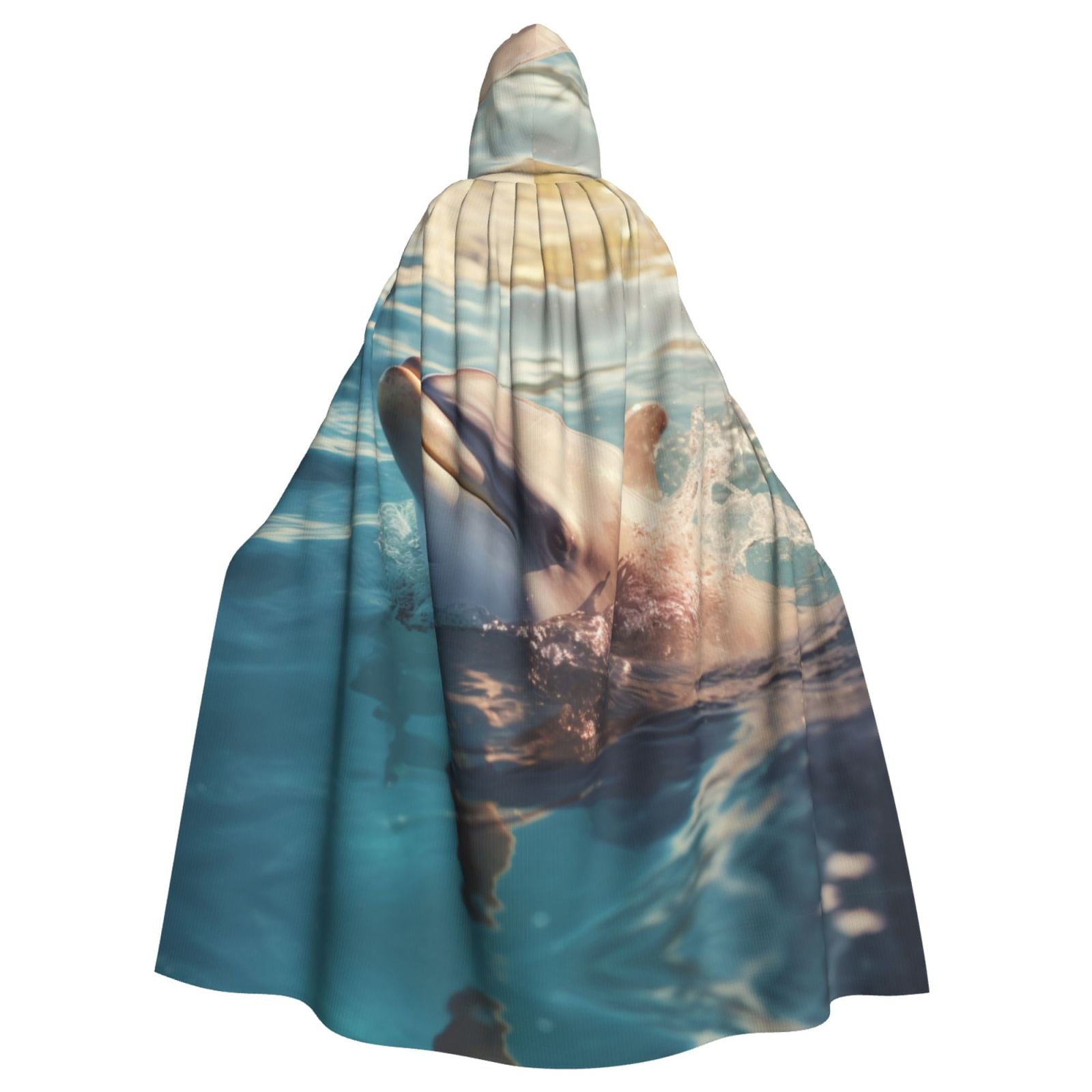 Unisex Hooded Cloak Adult Lightweight Overcoat Dolphin Smile In Water ...