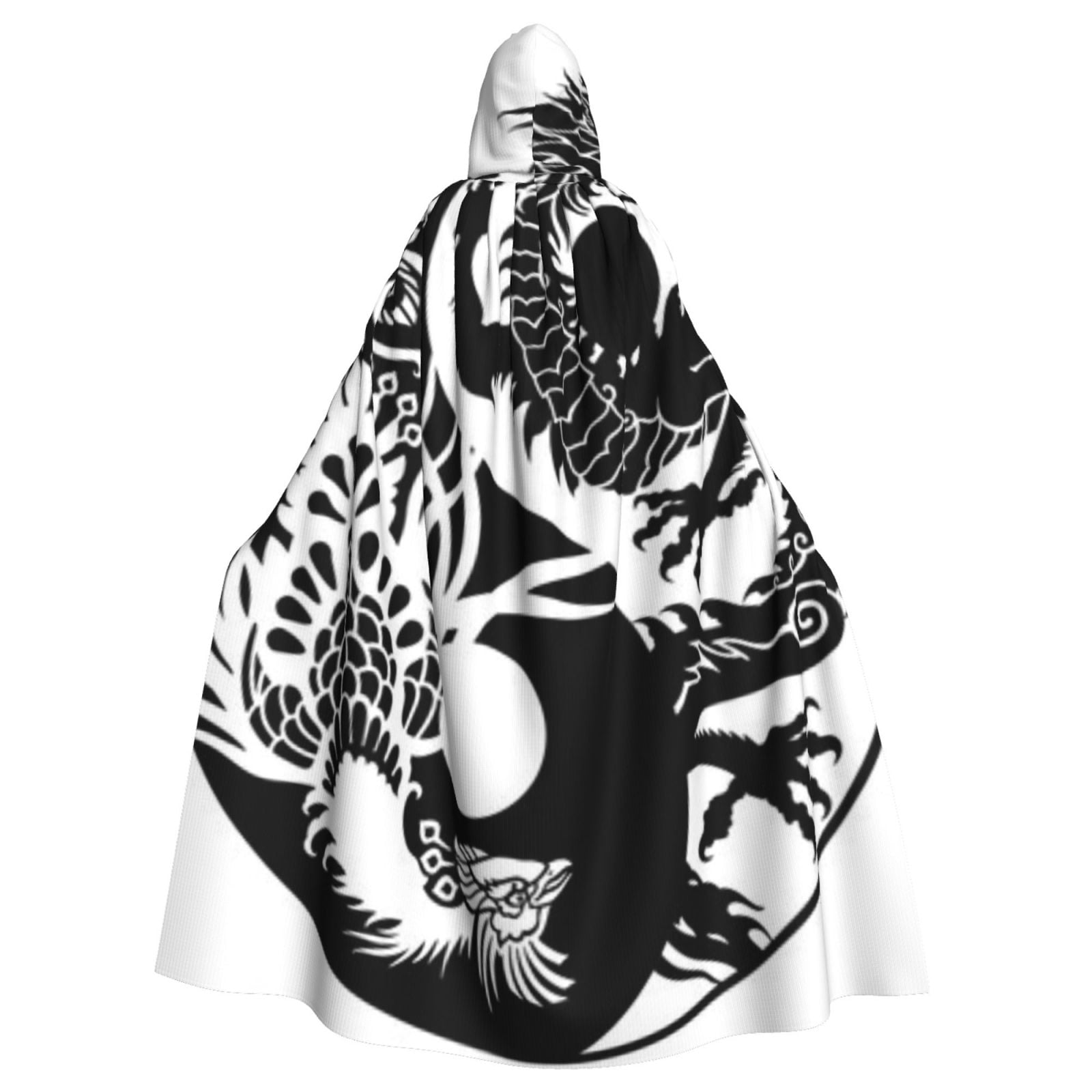 Unisex Hooded Cloak Adult Lightweight Overcoat Dragon And Phoenix In ...