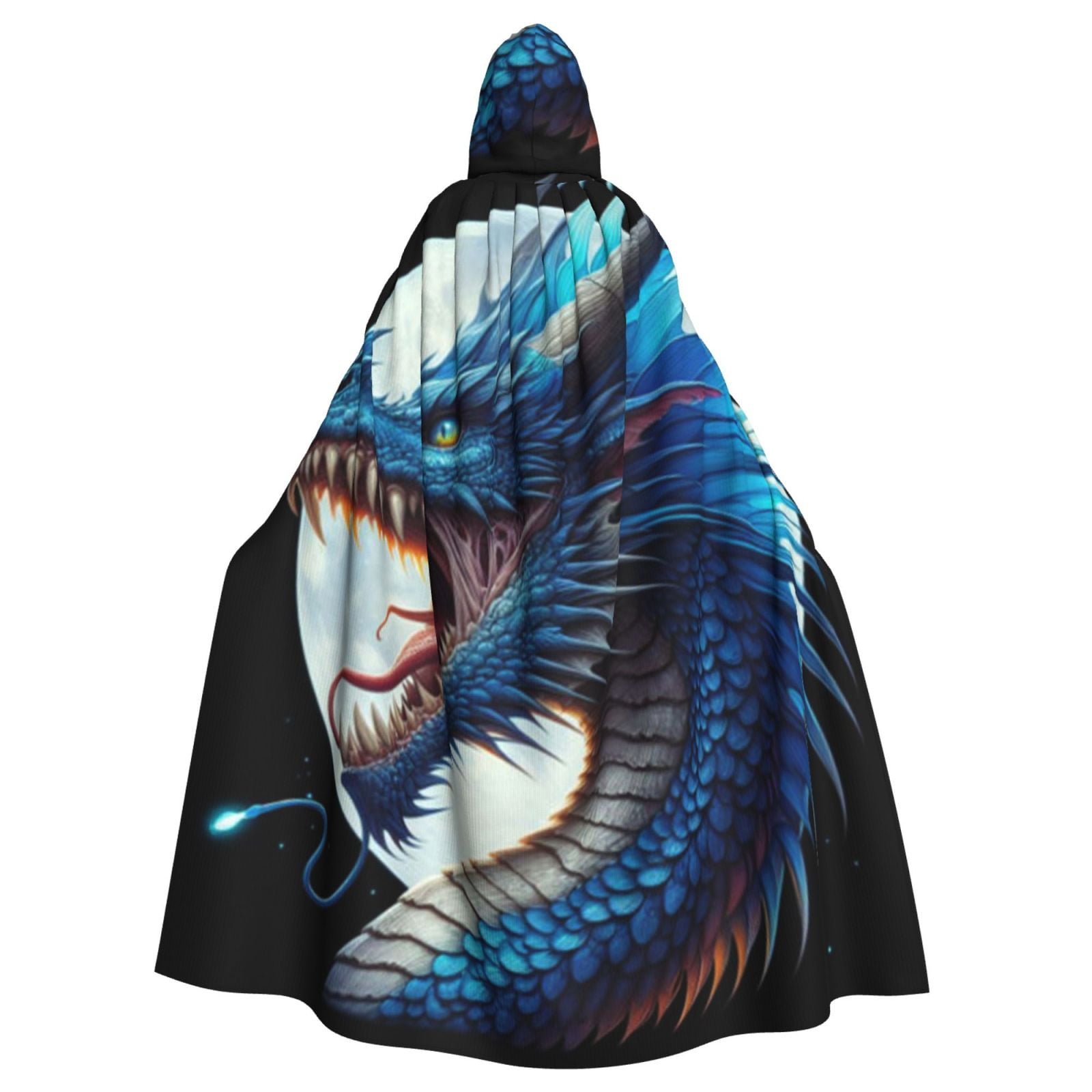 Unisex Hooded Cloak Adult Lightweight Overcoat Dragon Full Moon Cloak ...