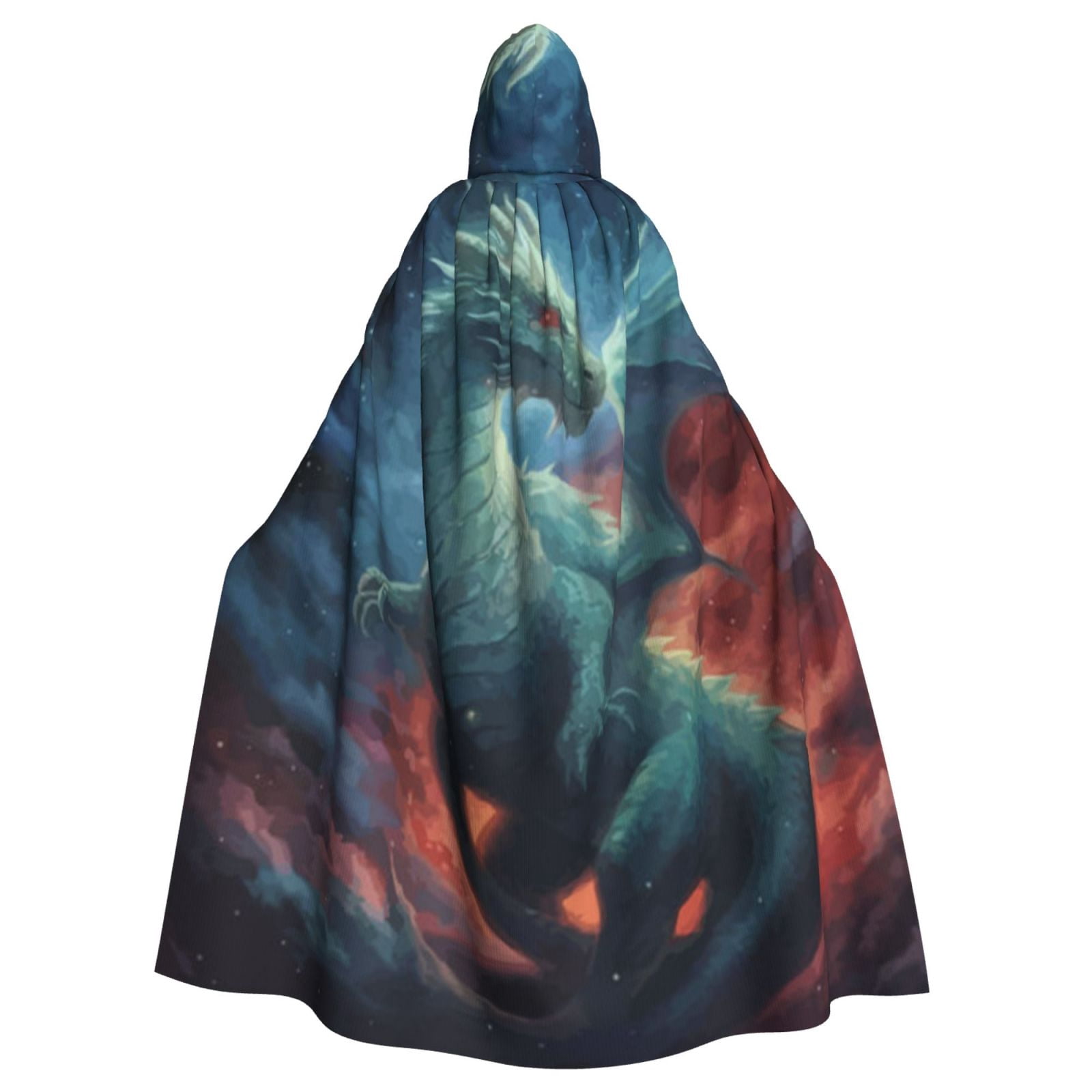 Unisex Hooded Cloak Adult Lightweight Overcoat Dragon In Space ...