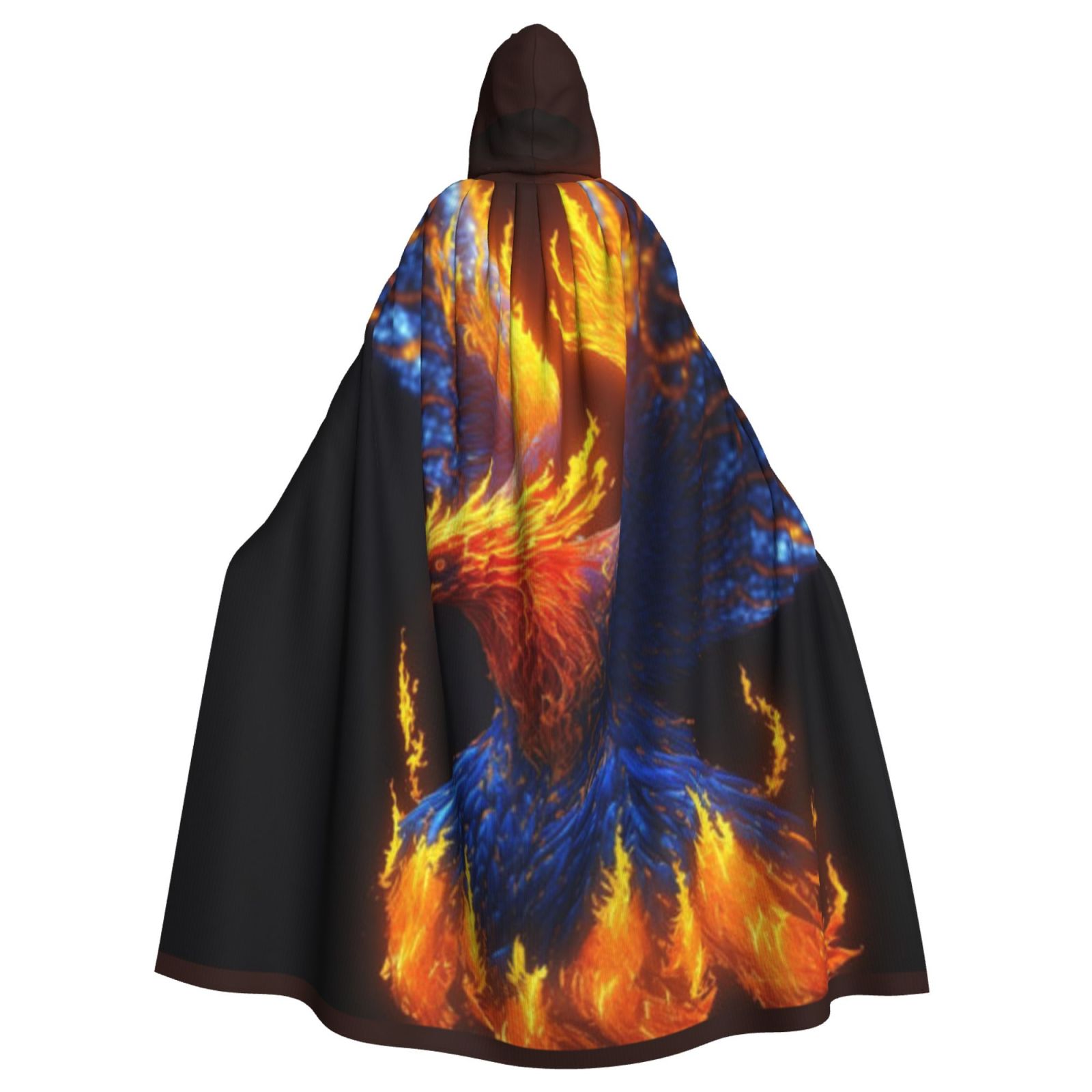 Unisex Hooded Cloak Adult Lightweight Overcoat Eagle In Fire Flames ...