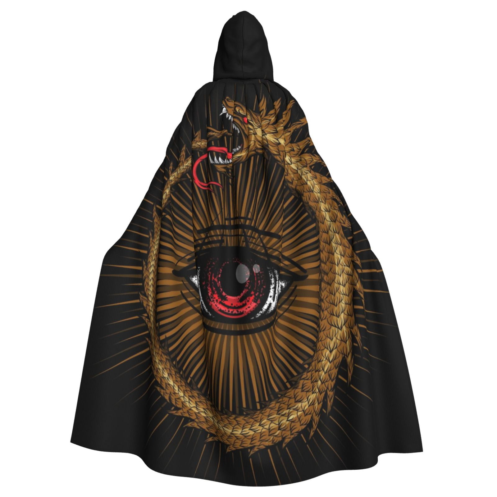 Unisex Hooded Cloak Adult Lightweight Overcoat Egyptian Symbol Uroboros ...