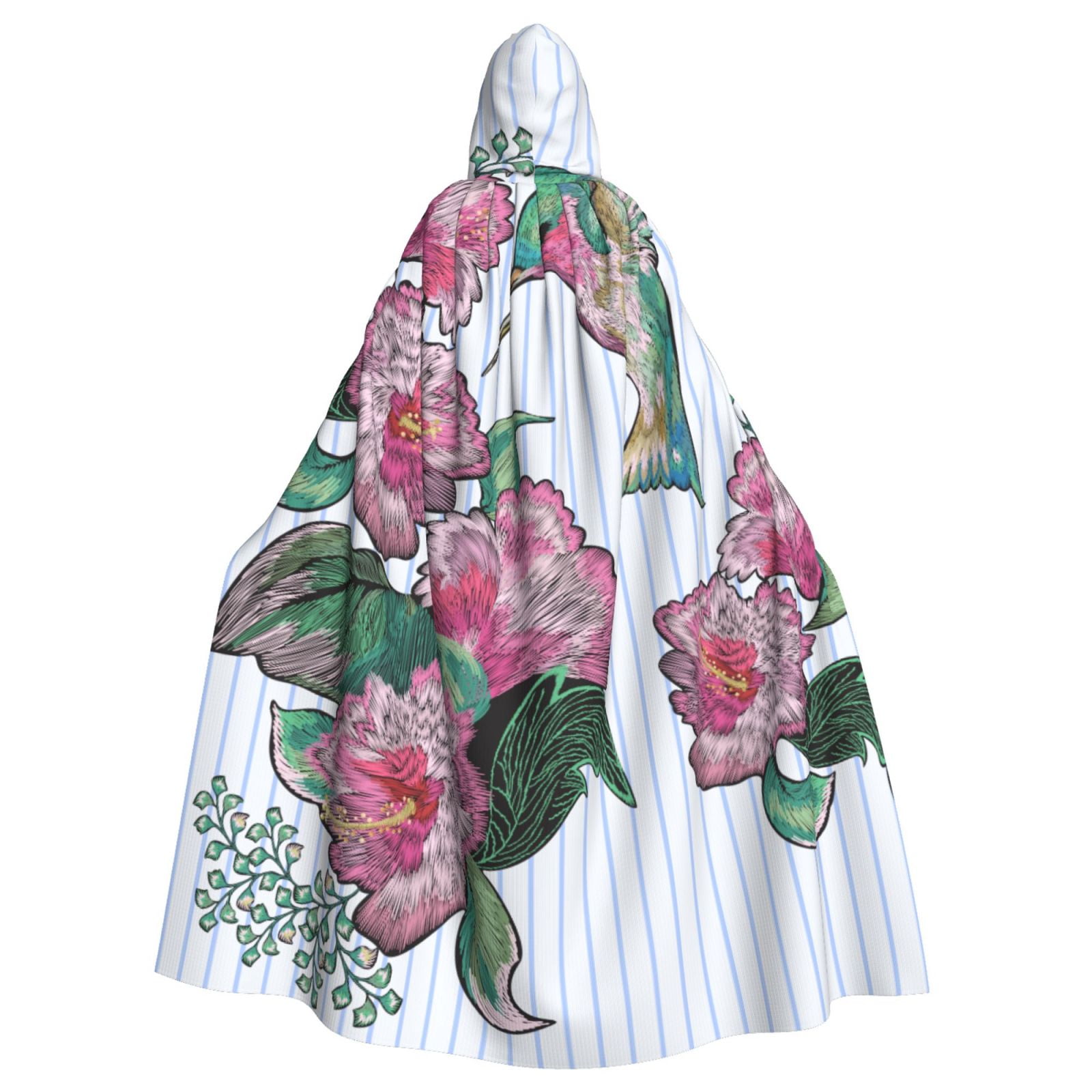 Unisex Hooded Cloak Adult Lightweight Overcoat Embroidery Floral ...