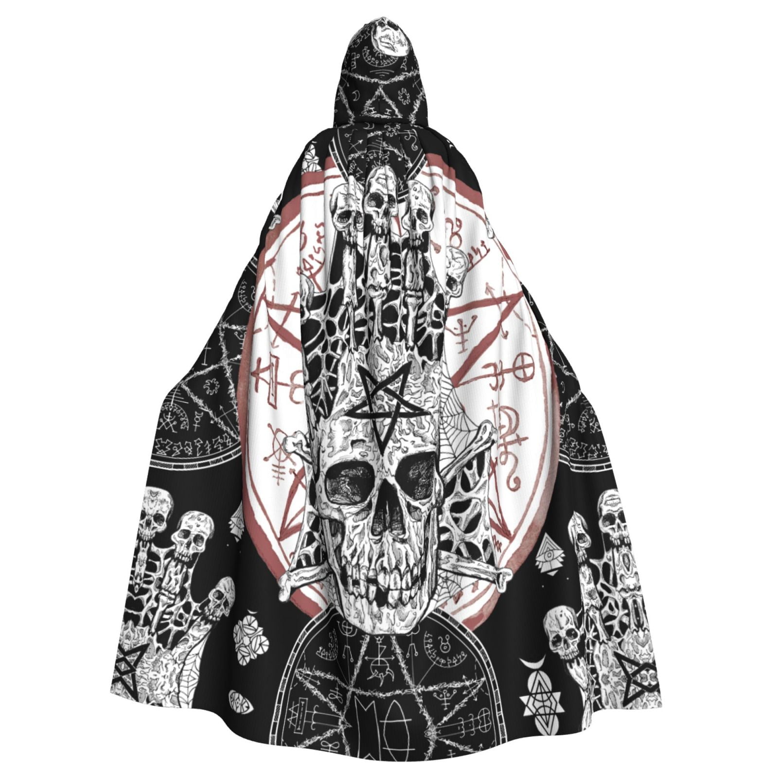 Unisex Hooded Cloak Adult Lightweight Overcoat Evil Skull And Magic ...