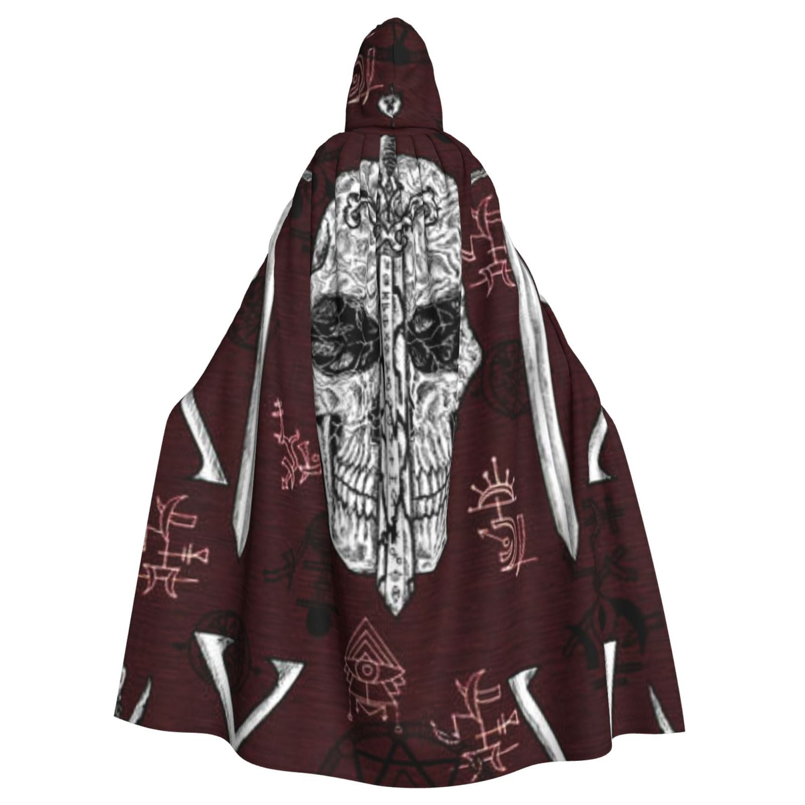 Unisex Hooded Cloak Adult Lightweight Overcoat Evil Skull Sword Roman ...