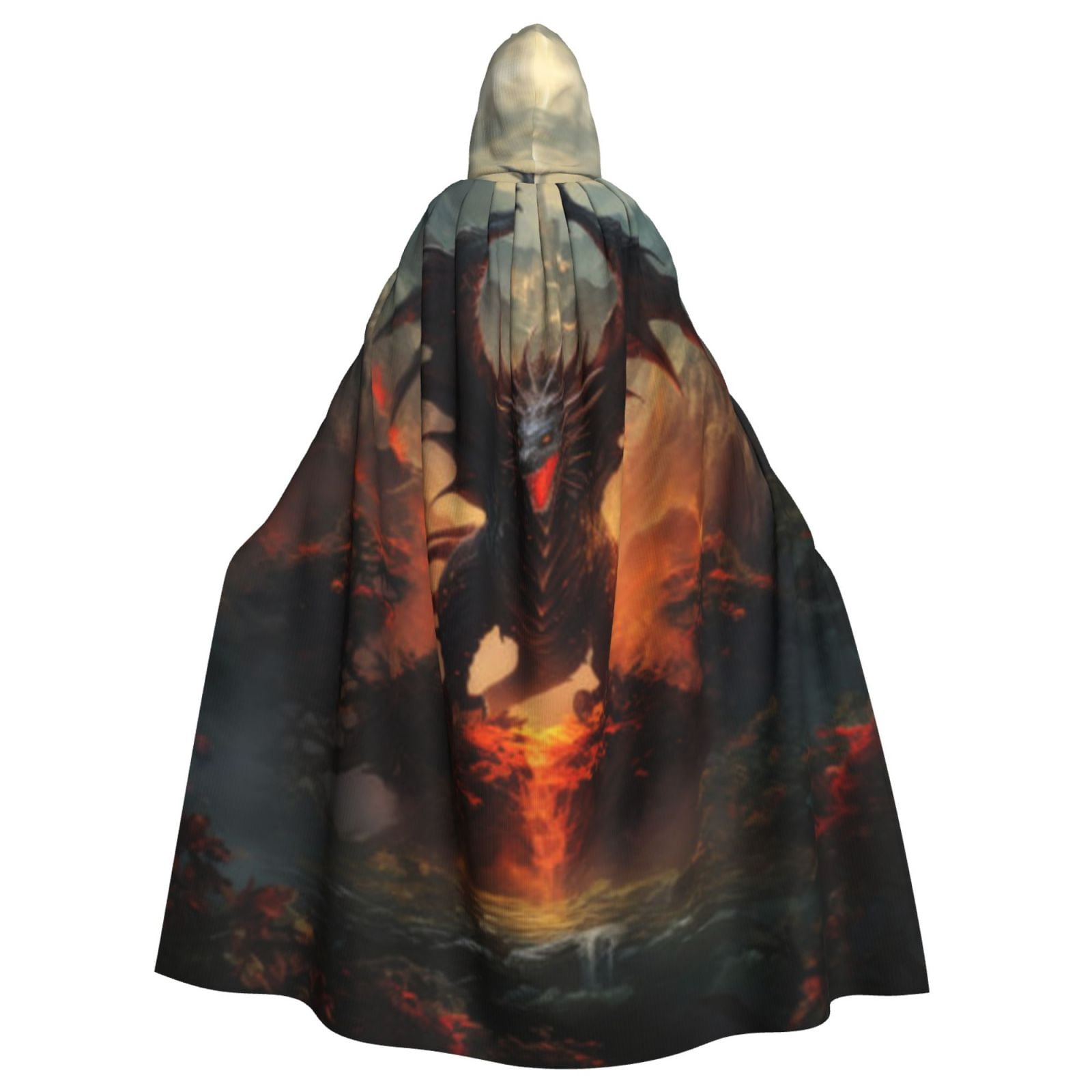 Unisex Hooded Cloak Adult Lightweight Overcoat Fantasy Landscape With ...