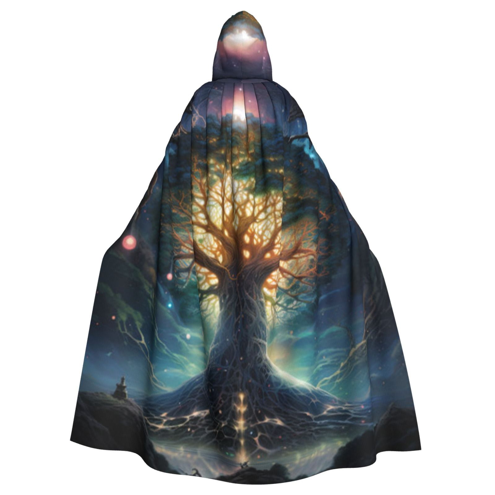 Unisex Hooded Cloak Adult Lightweight Overcoat Fantasy Tree In The ...