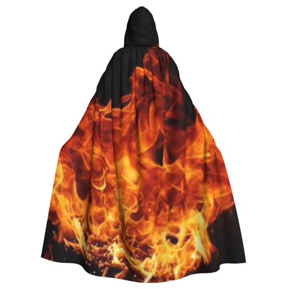 Unisex Hooded Cloak Adult Lightweight Overcoat Fire Background Cloak ...