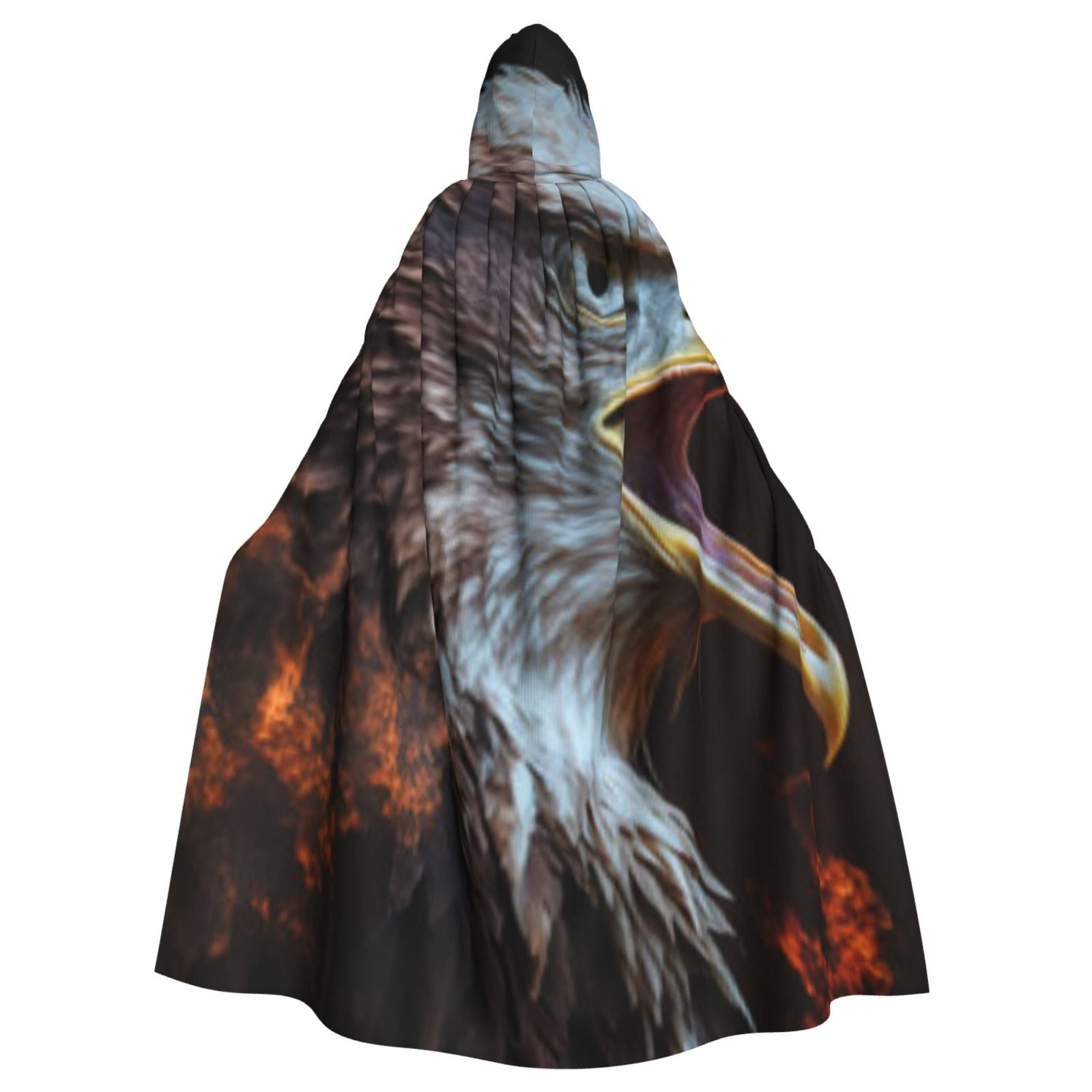 Unisex Hooded Cloak Adult Lightweight Overcoat Fire Burning Eagle Cloak ...