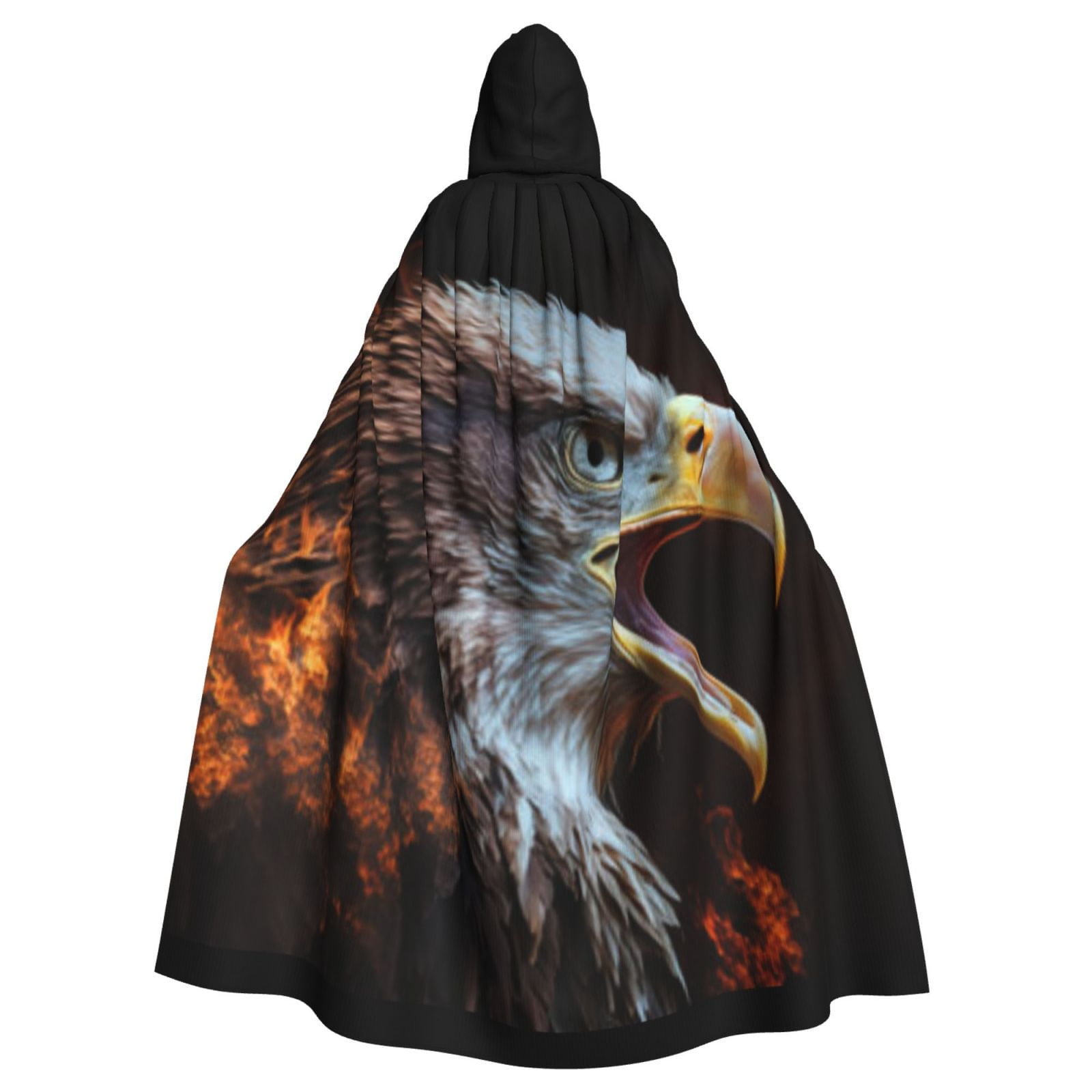 Unisex Hooded Cloak Adult Lightweight Overcoat Fire Burning Eagle Cloak ...