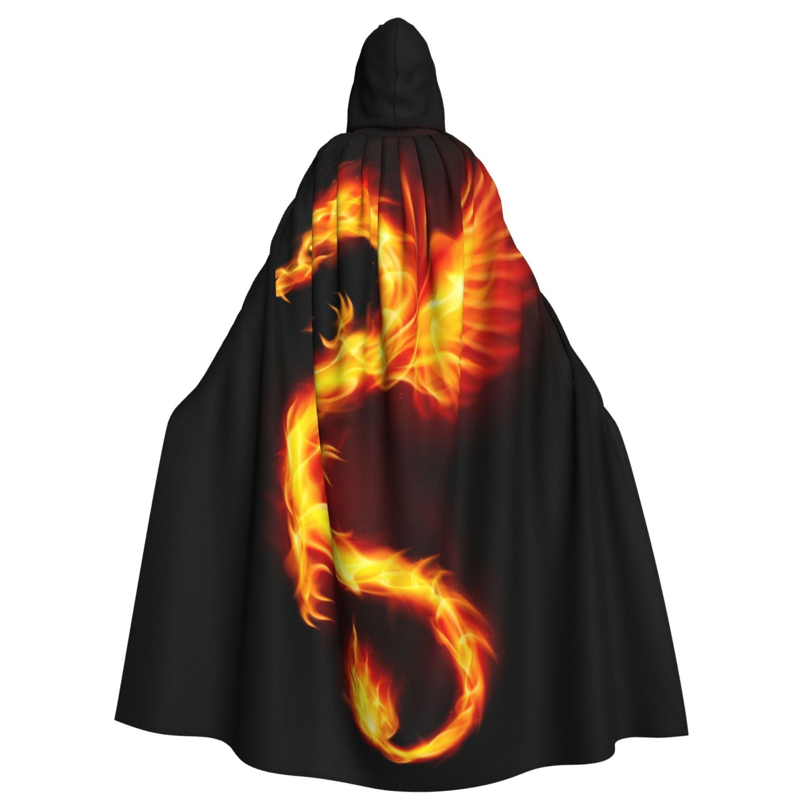 Unisex Hooded Cloak Adult Lightweight Overcoat Fire Dragon With Wings ...