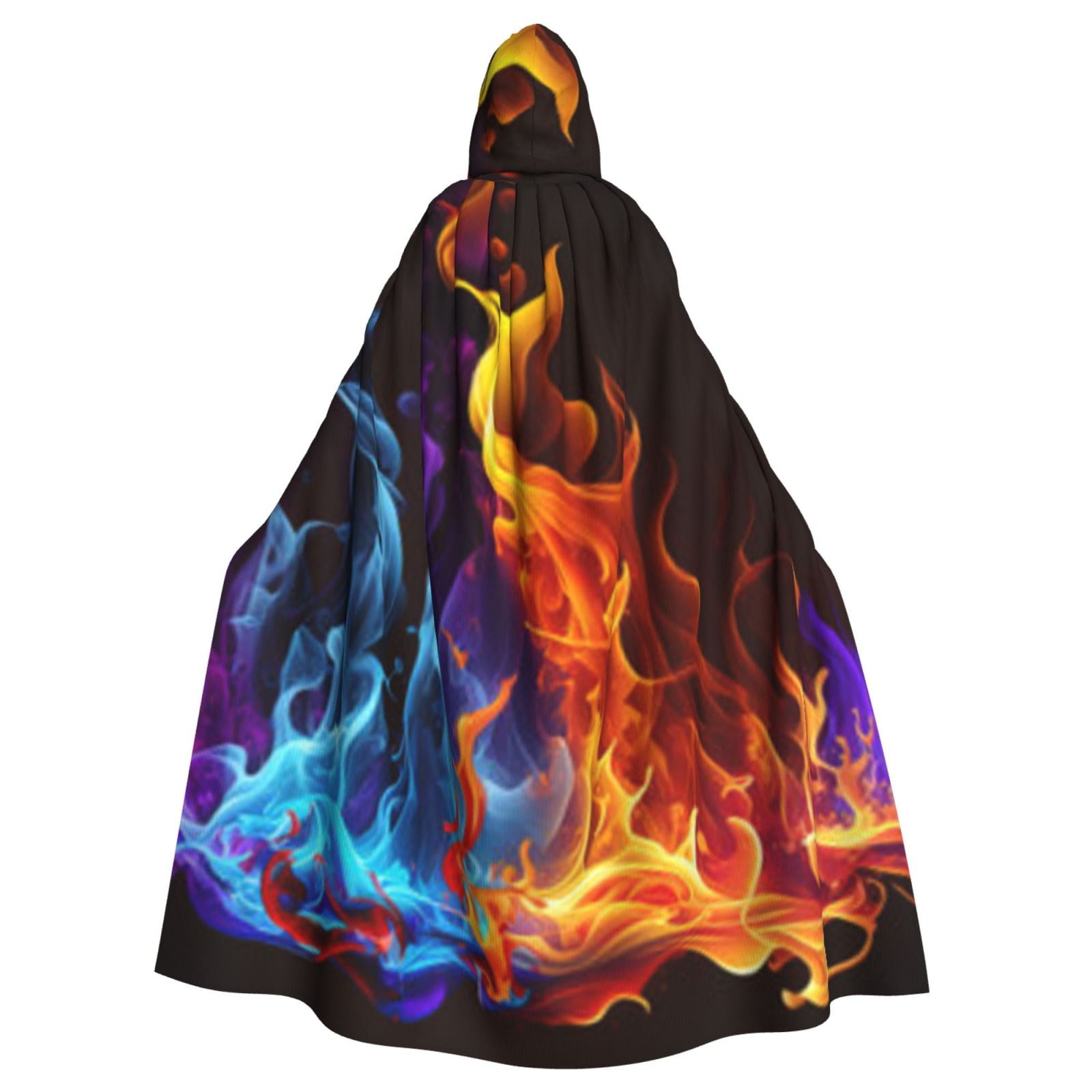 Unisex Hooded Cloak Adult Lightweight Overcoat Fire Flame Background ...