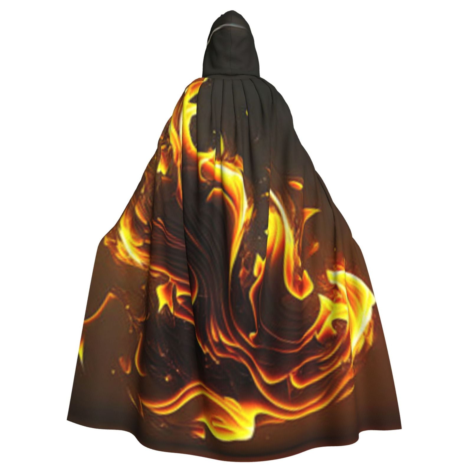 Unisex Hooded Cloak Adult Lightweight Overcoat Fire Flame Flashes Cloak ...
